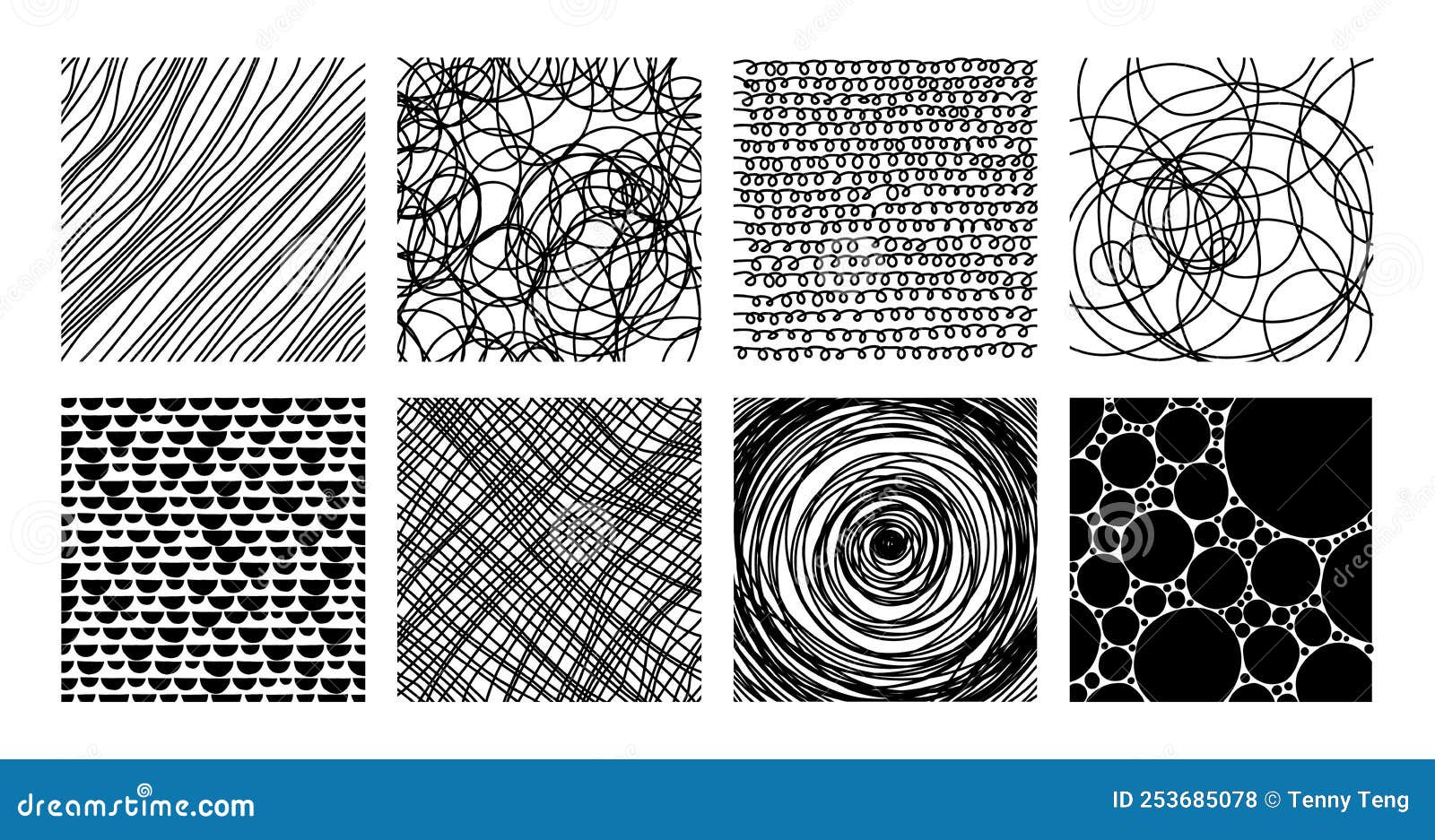 Outline Abstract Shapes, Lines, Dots and Squiggly Patterns. Doodle ...