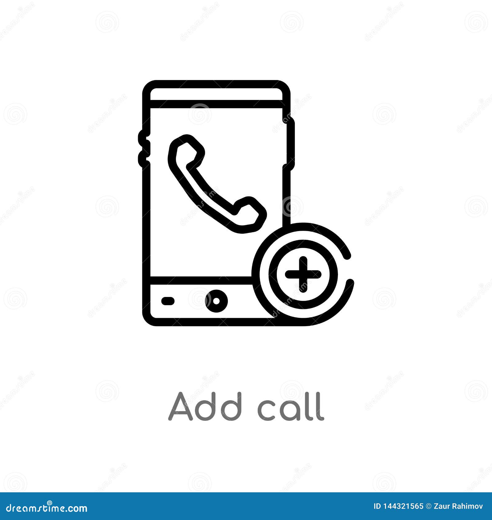 Outline Add Call Vector Icon. Isolated Black Simple Line Element ...