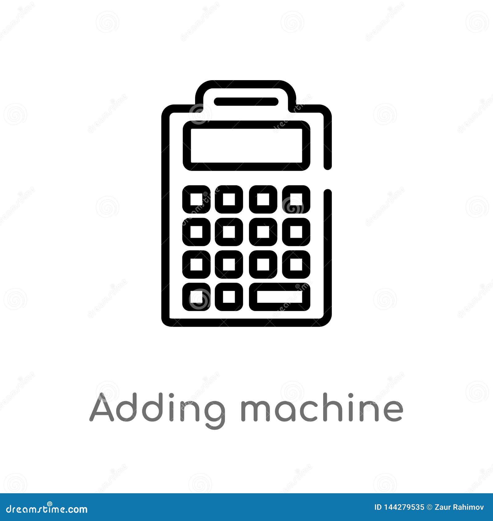 Outline Adding Machine Vector Icon. Isolated Black Simple Line Element ...