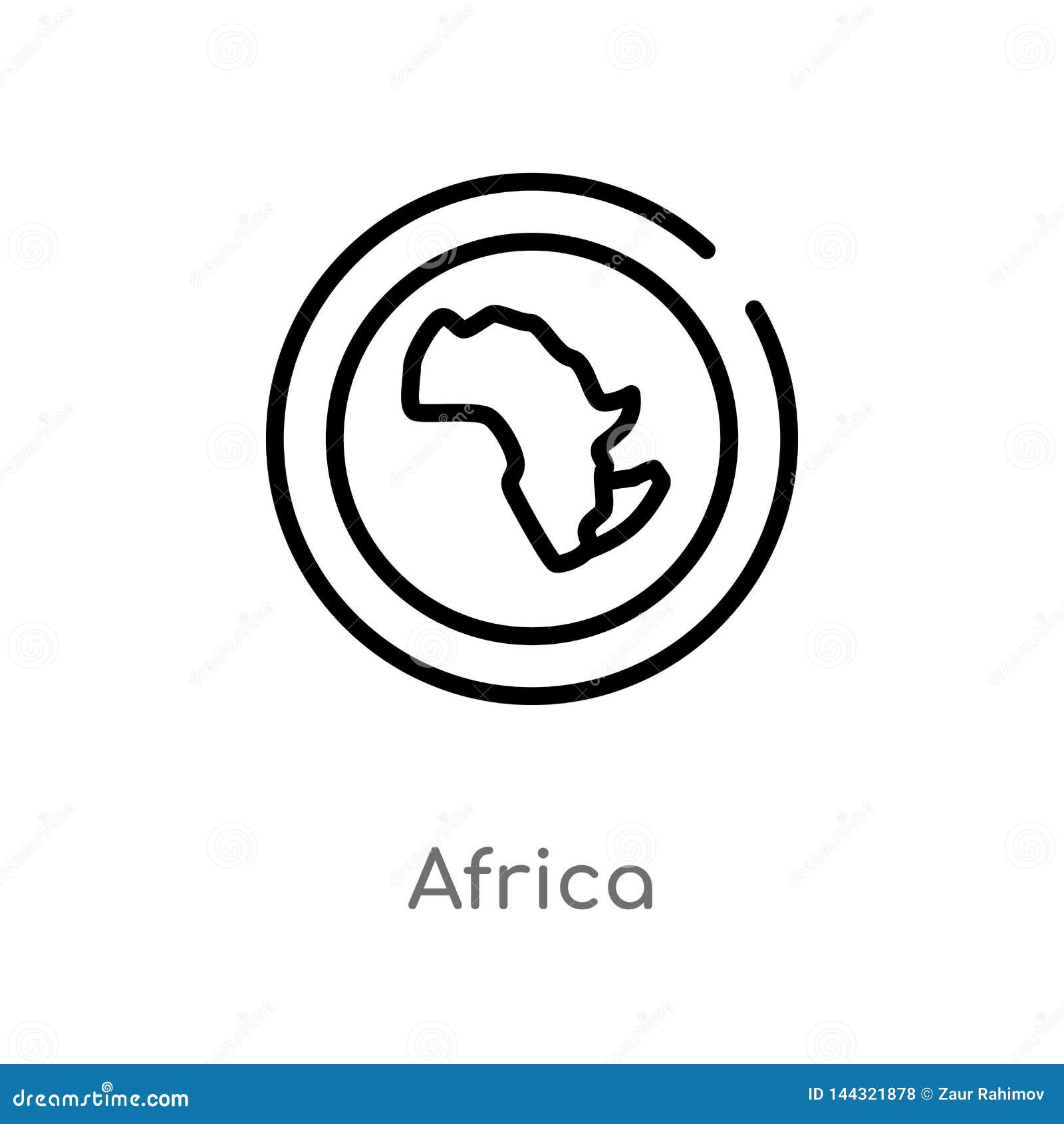 Outline Africa Vector Icon. Isolated Black Simple Line Element ...
