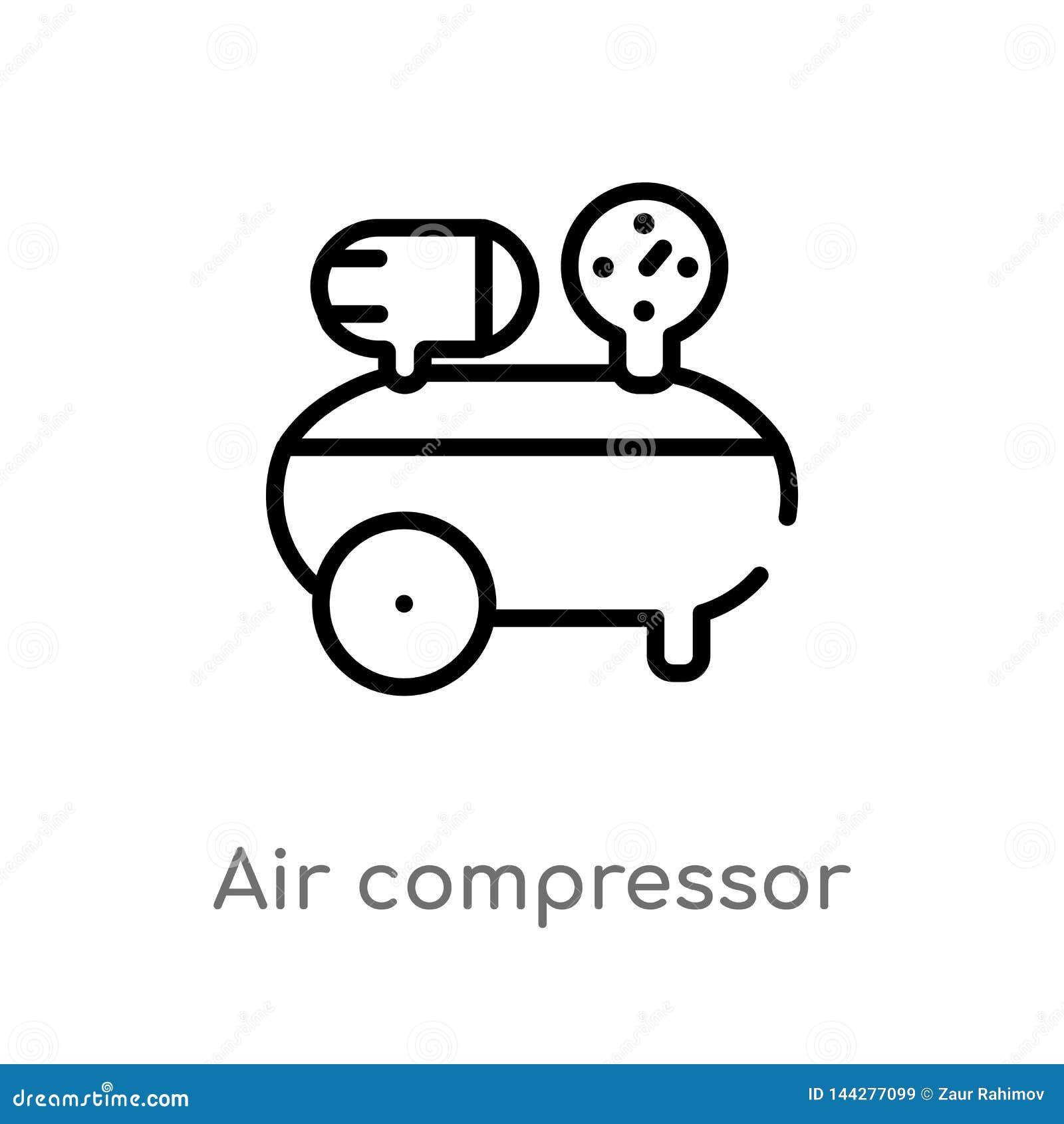 Outline Air Compressor Vector Icon. Isolated Black Simple Line Element ...