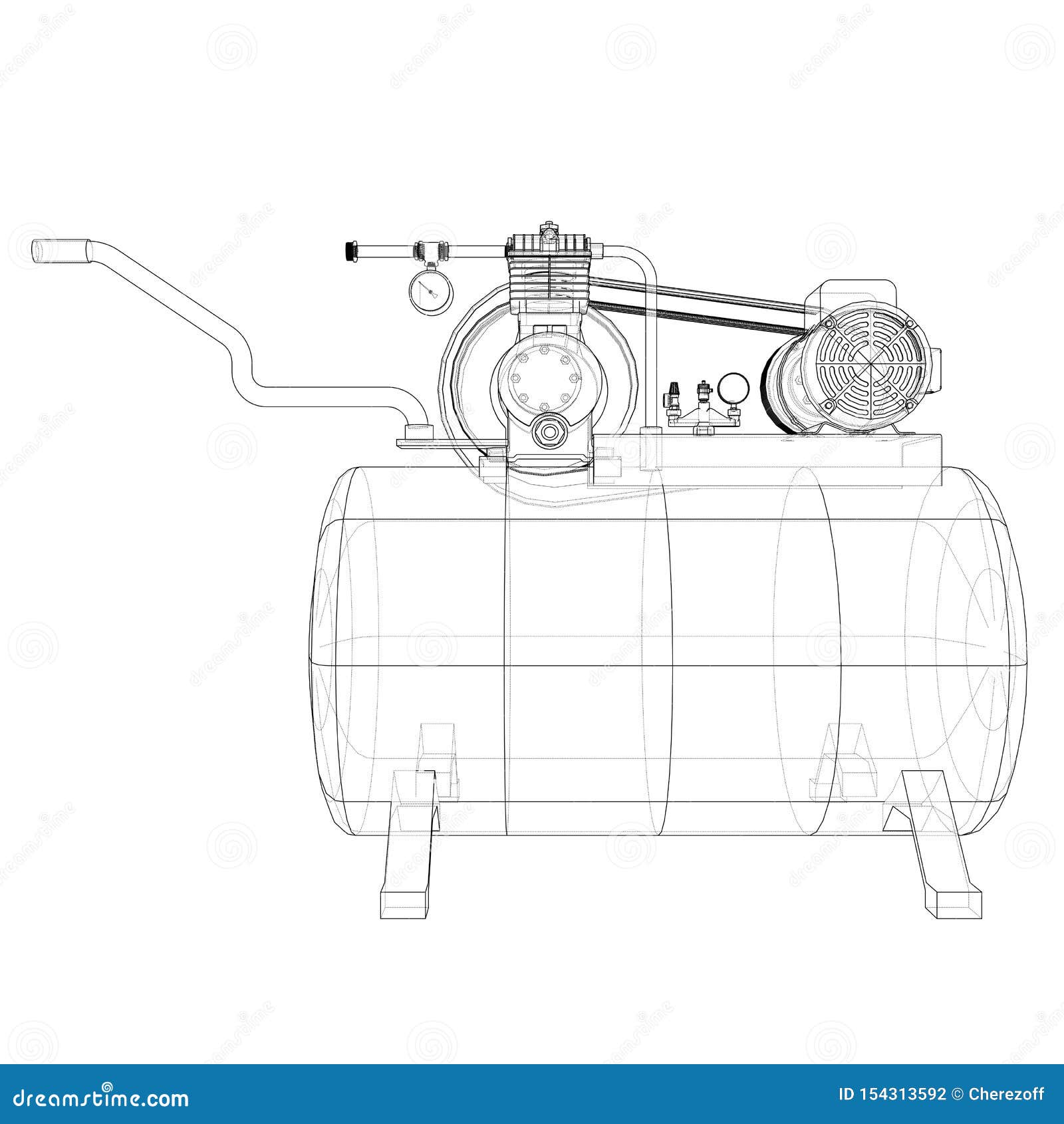 Outline Air Compressor. Vector Stock Vector - Illustration of ...
