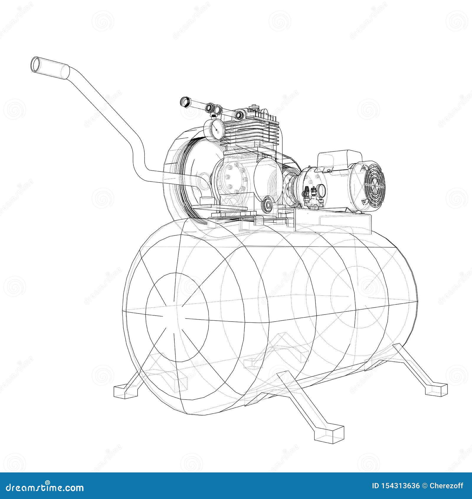 Outline Air Compressor. Vector Stock Vector - Illustration of ...
