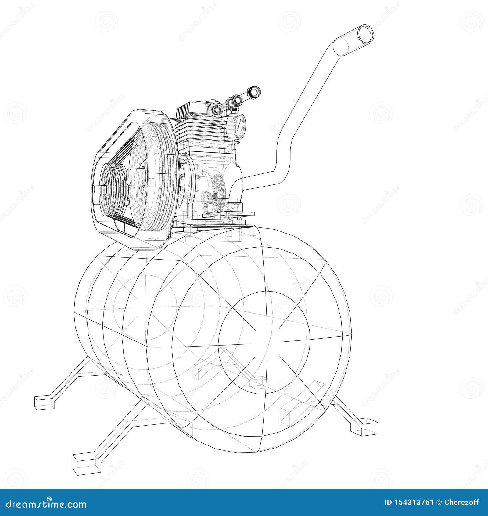 Outline Air Compressor. Vector Stock Vector - Illustration of outline ...