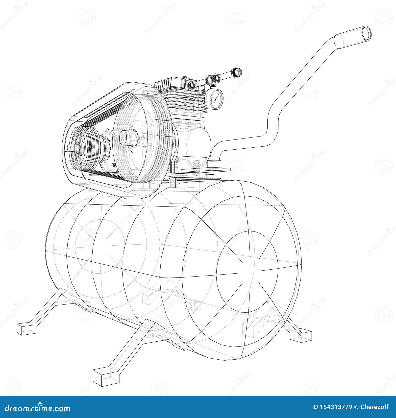 Outline Air Compressor. Vector Stock Vector - Illustration of equipment ...
