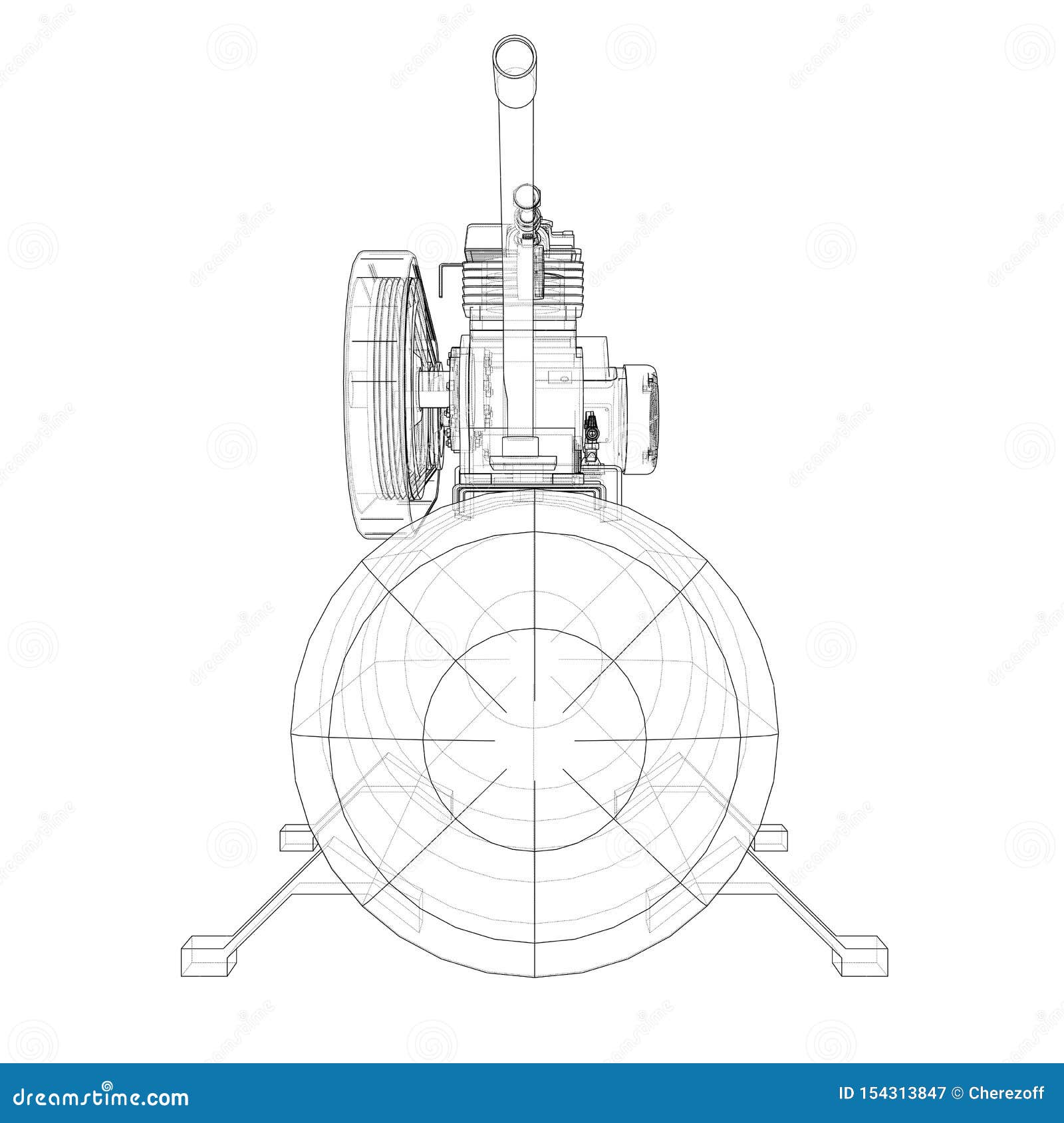 Outline Air Compressor. Vector Stock Vector - Illustration of cylinder ...