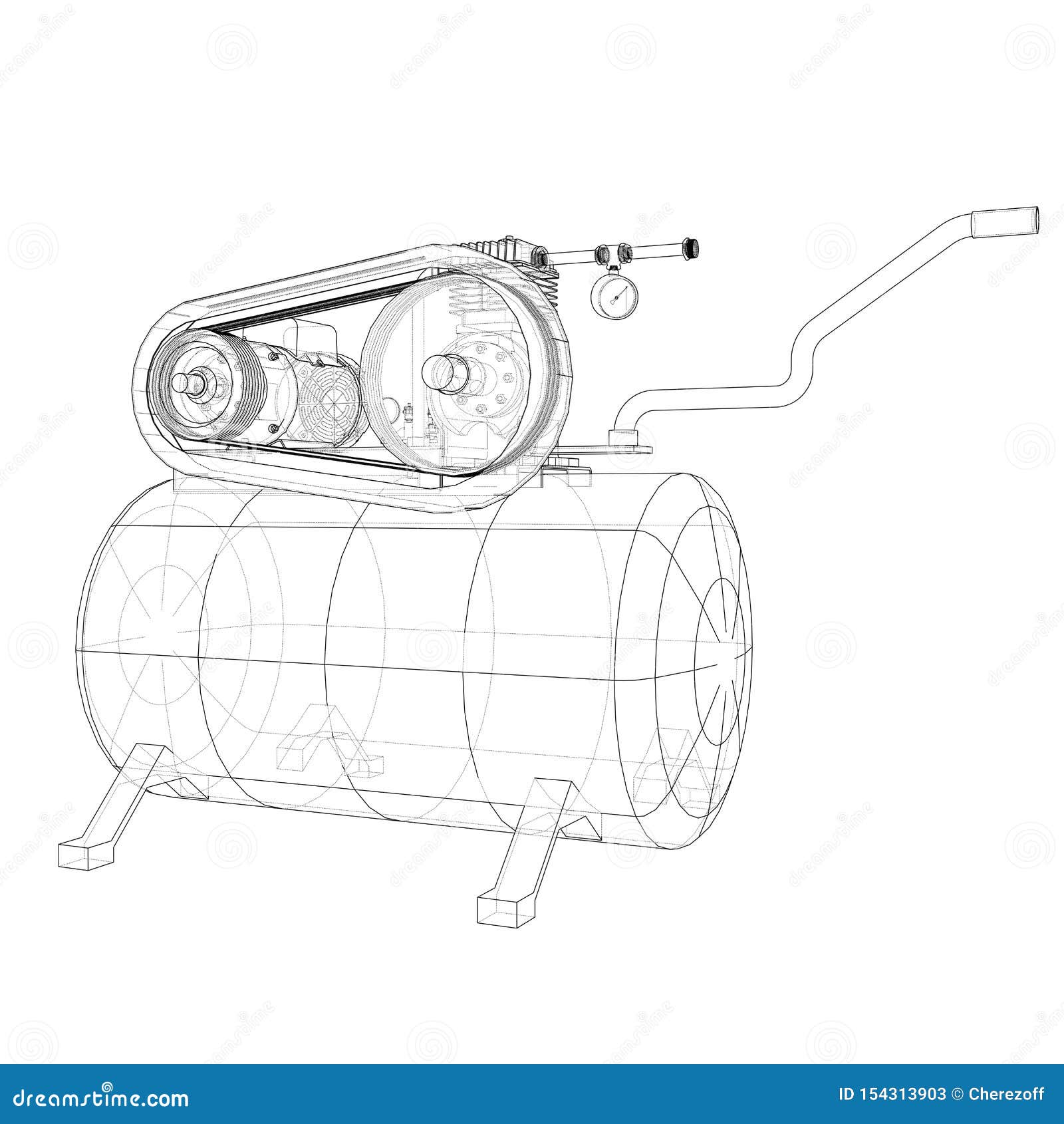 Outline Air Compressor. Vector Stock Vector - Illustration of pressure ...