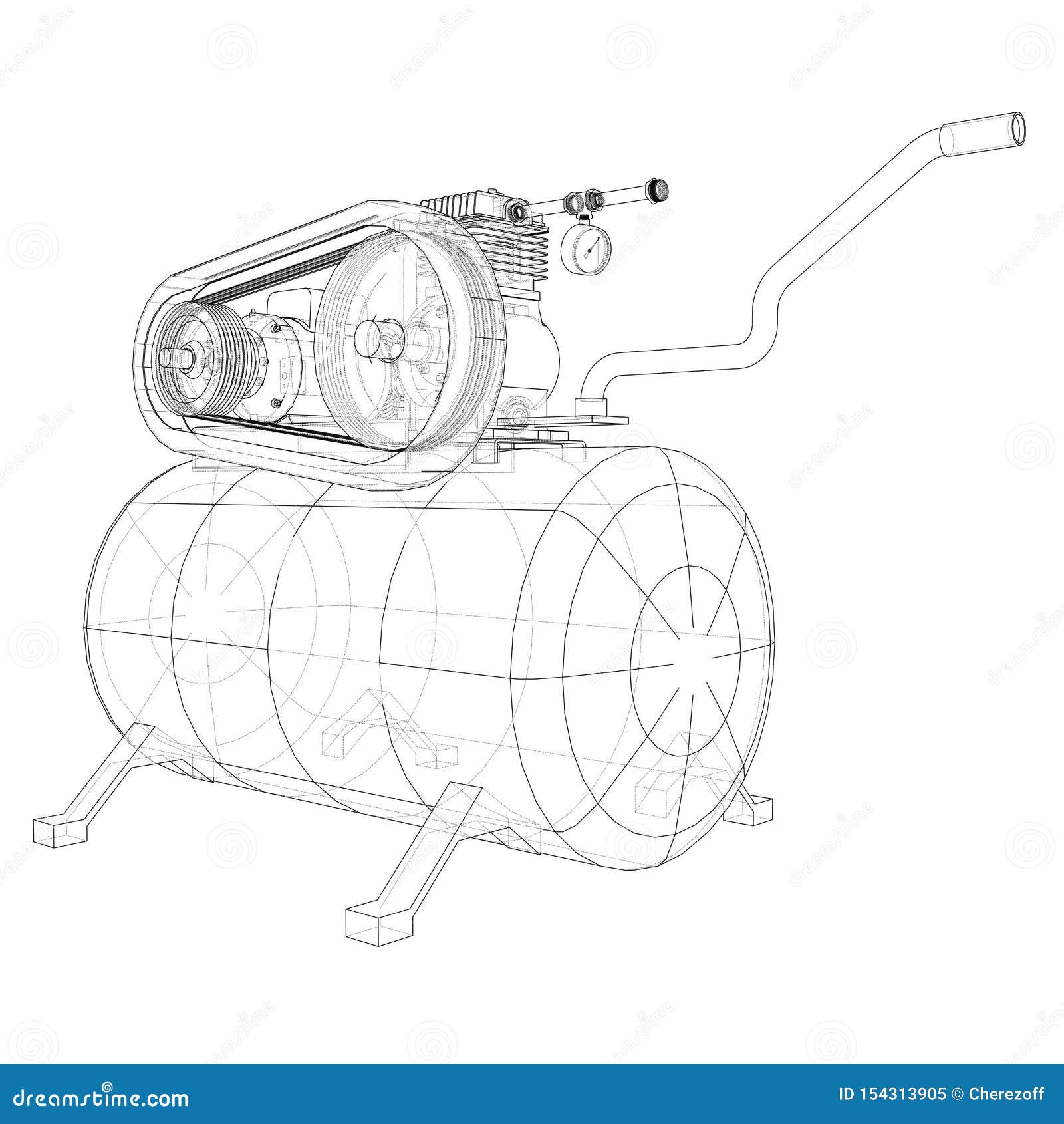 Outline Air Compressor. Vector Stock Vector - Illustration of drawing ...