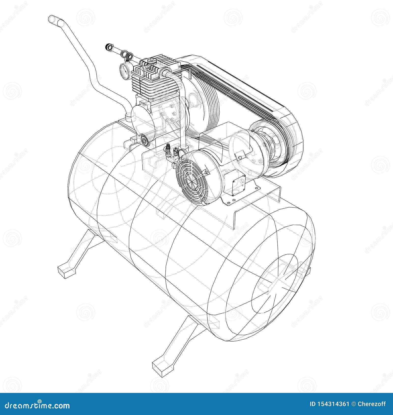 Outline Air Compressor. Vector Stock Vector - Illustration of machine ...