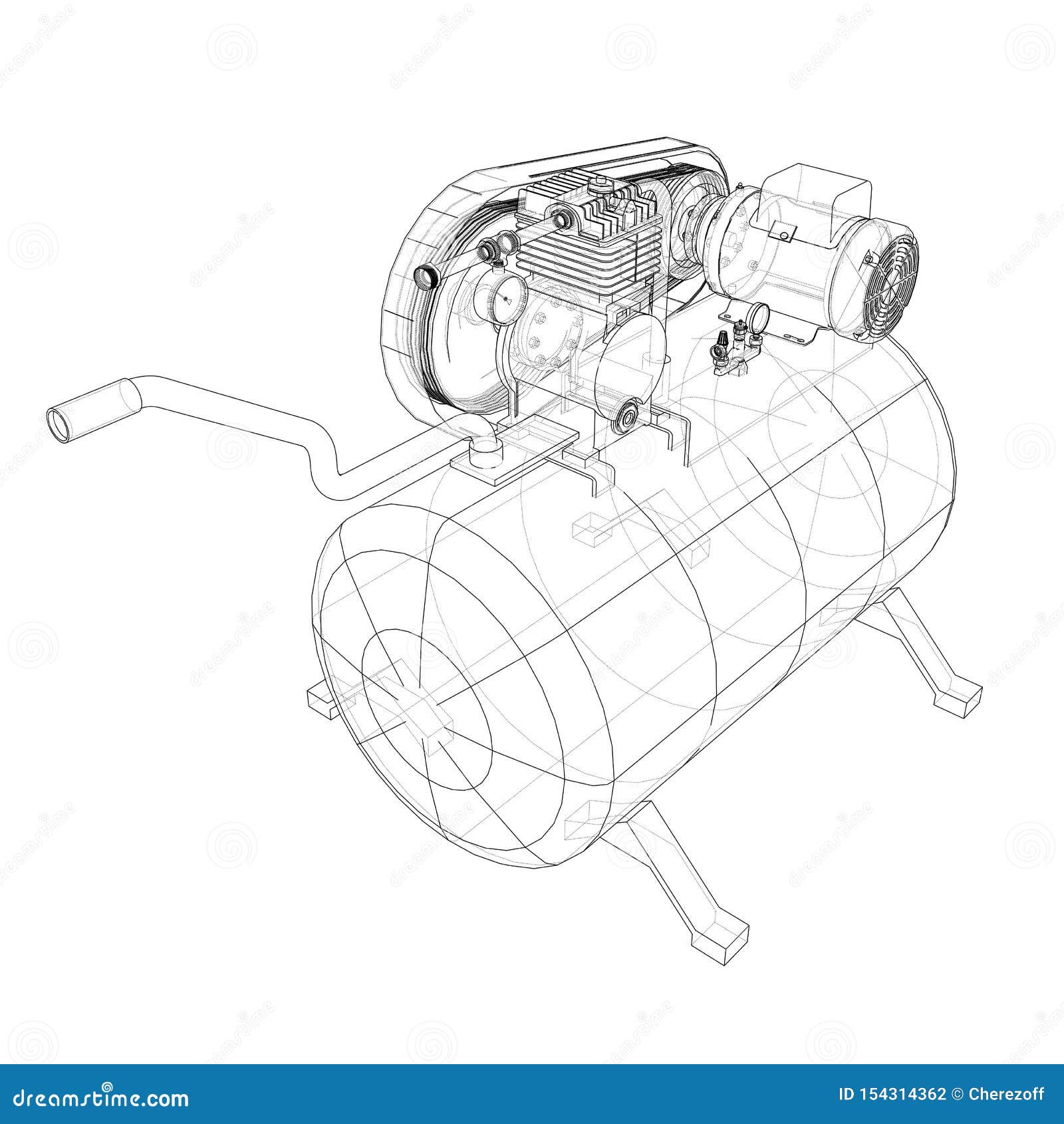 Outline Air Compressor. Vector Stock Vector - Illustration of concept ...