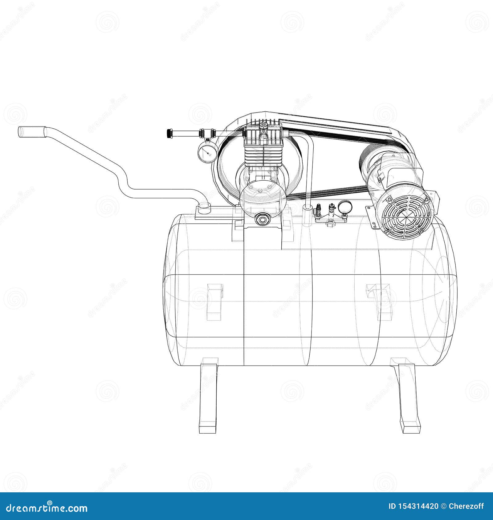 Outline Air Compressor. Vector Stock Vector - Illustration of pump ...