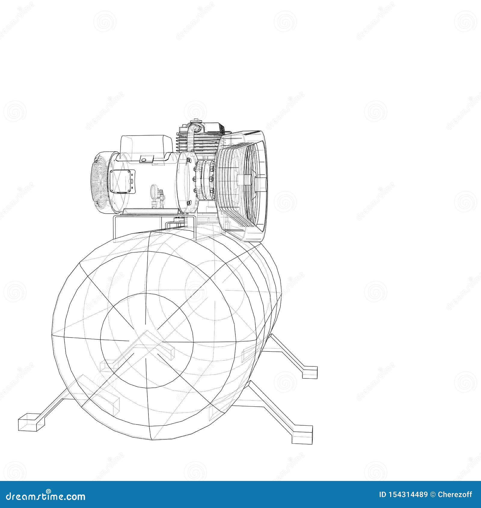 Outline Air Compressor. Vector Stock Vector - Illustration of ...