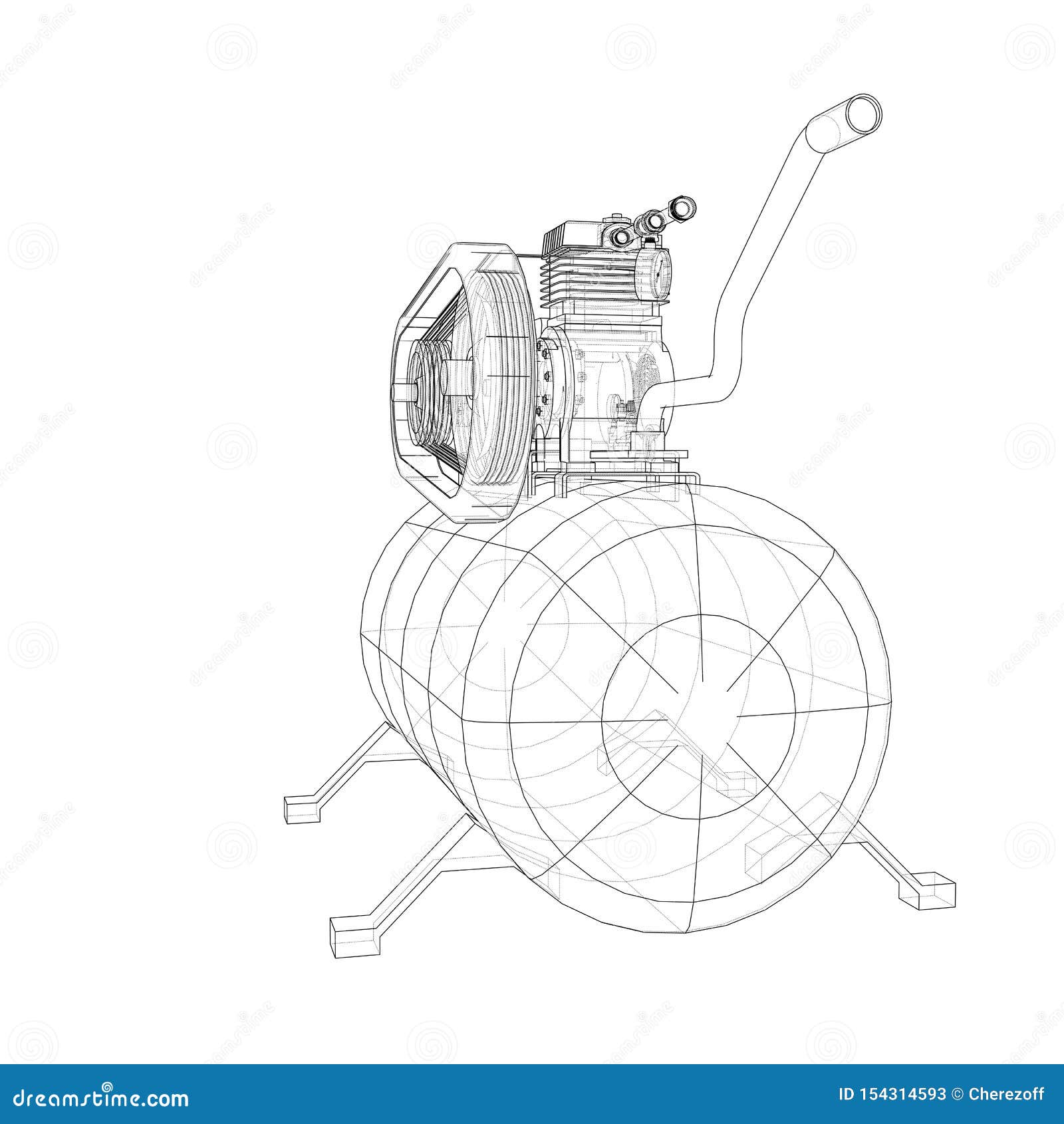 Outline Air Compressor. Vector Stock Vector - Illustration of ...