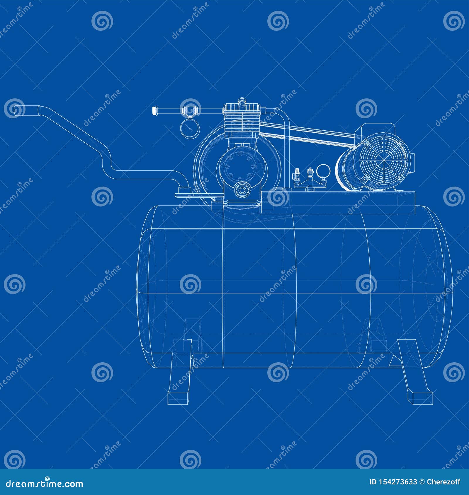 Outline Air Compressor. Vector Stock Vector - Illustration of handle ...