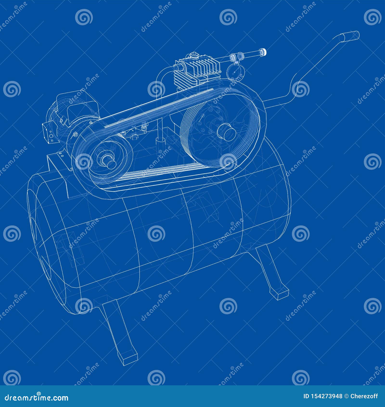 Outline Air Compressor. Vector Stock Vector - Illustration of pressure ...