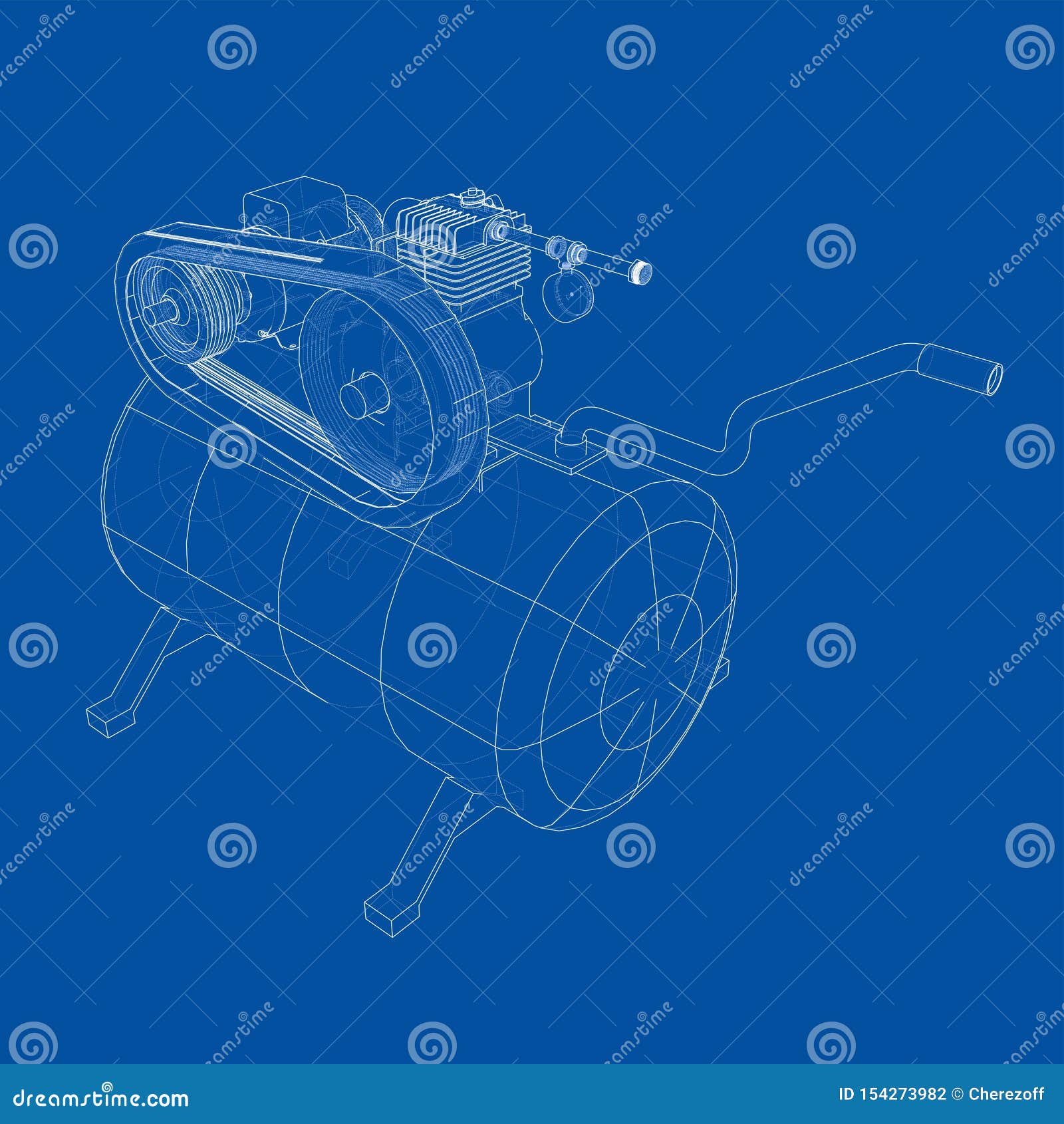 Outline Air Compressor. Vector Stock Vector - Illustration of pneumatic ...