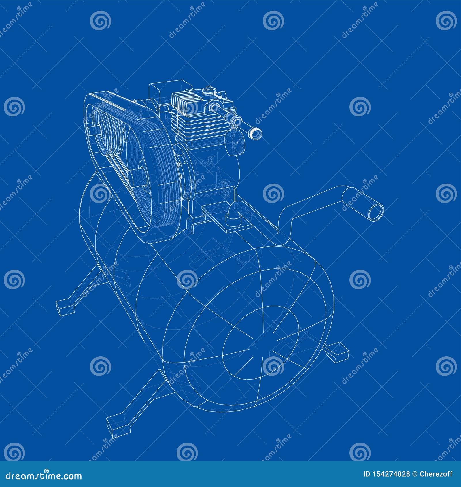 Outline Air Compressor. Vector Stock Vector - Illustration of engine ...