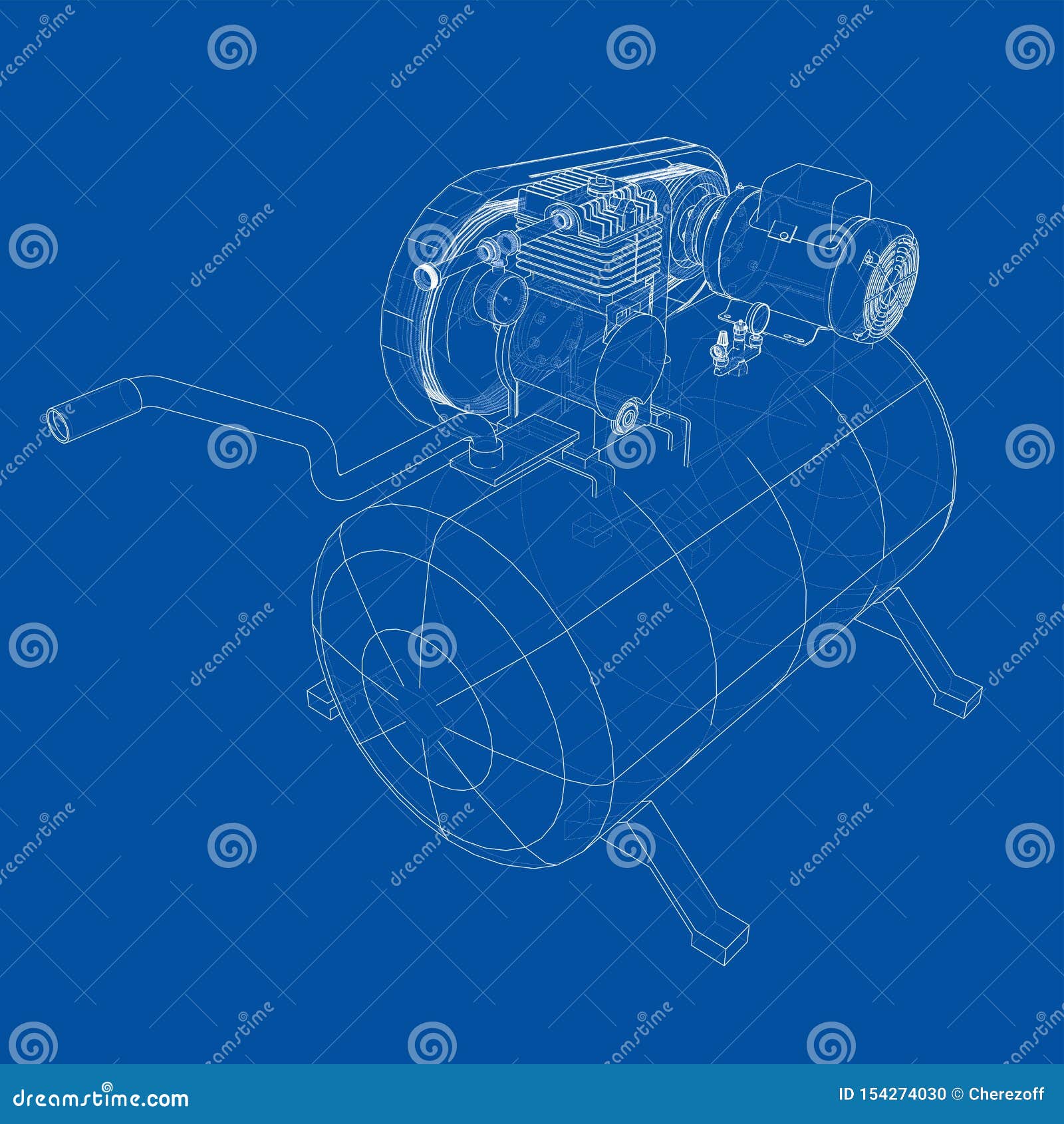 Outline Air Compressor. Vector Stock Vector - Illustration of electric ...