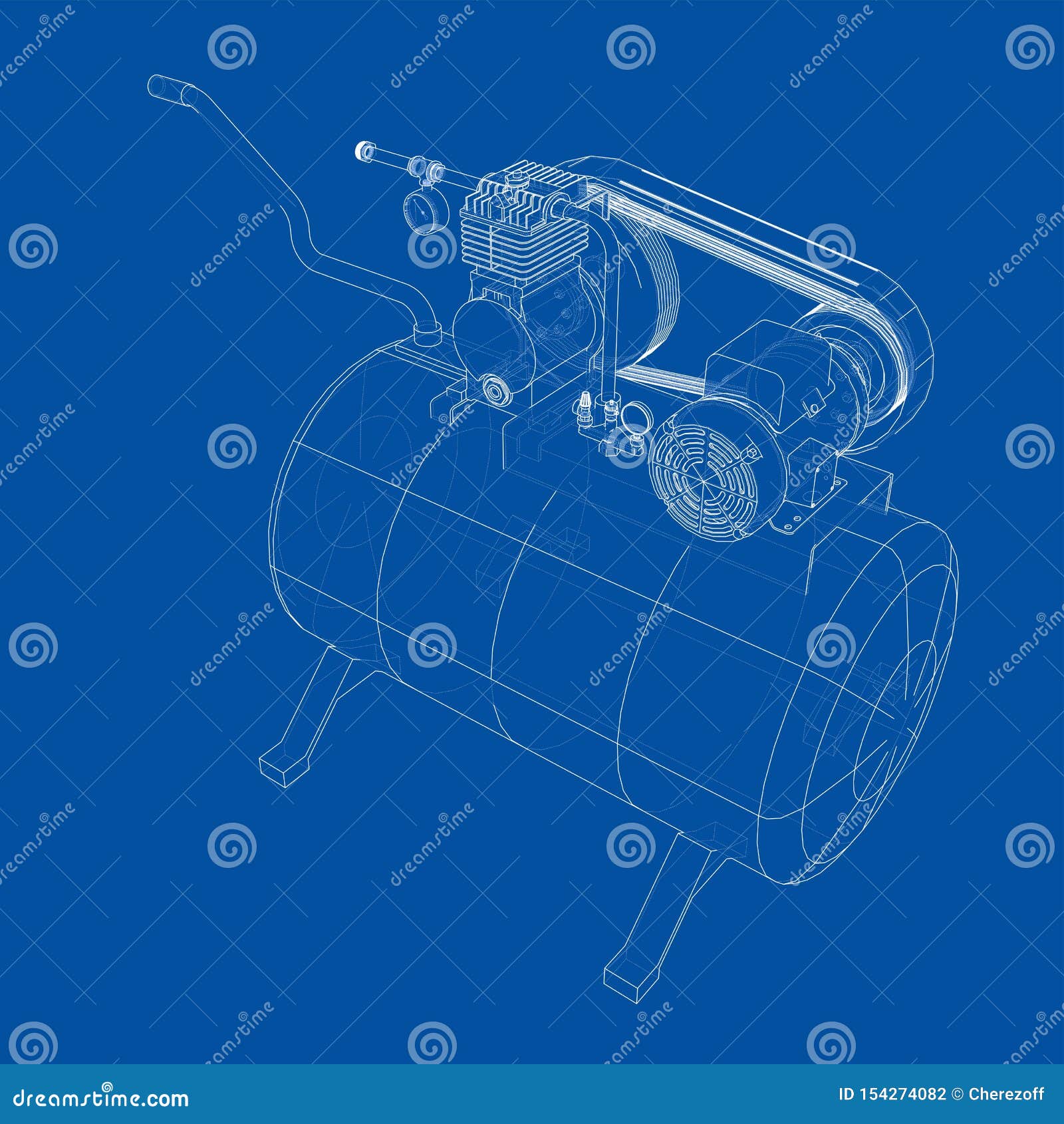 Outline Air Compressor. Vector Stock Vector - Illustration of handle ...