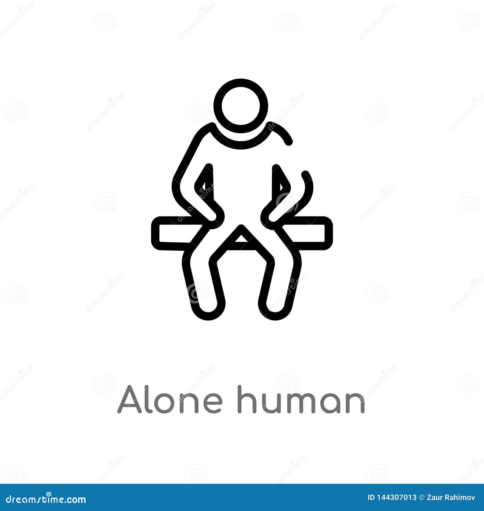 Outline Alone Human Vector Icon. Isolated Black Simple Line Element ...