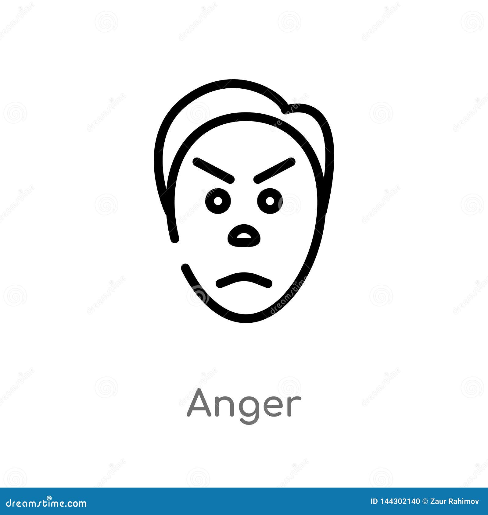 Outline Anger Vector Icon. Isolated Black Simple Line Element ...