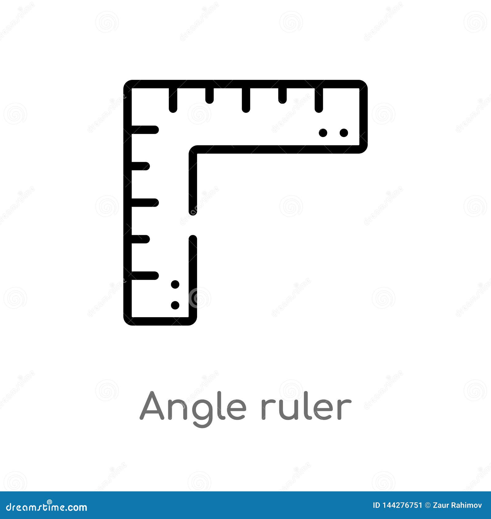 Outline Angle Ruler Vector Icon. Isolated Black Simple Line Element ...