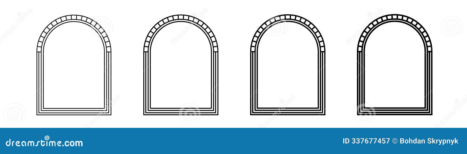 Outline of Arches for Decoration. Black Isolated Frame with Bricks ...