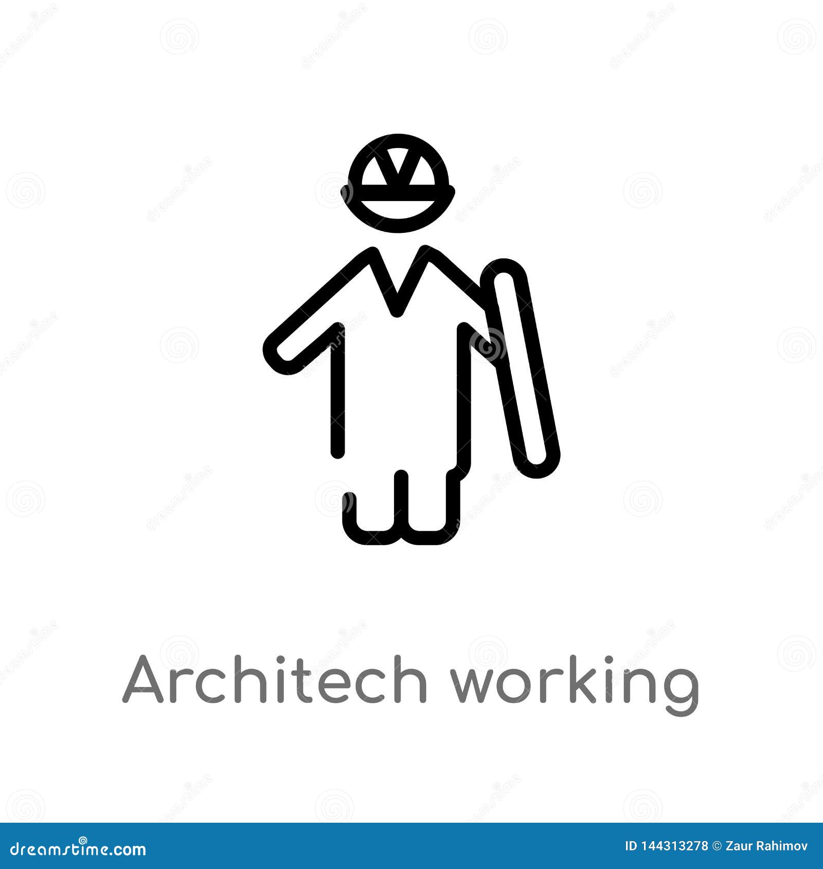 Outline Architech Working Vector Icon. Isolated Black Simple Line ...