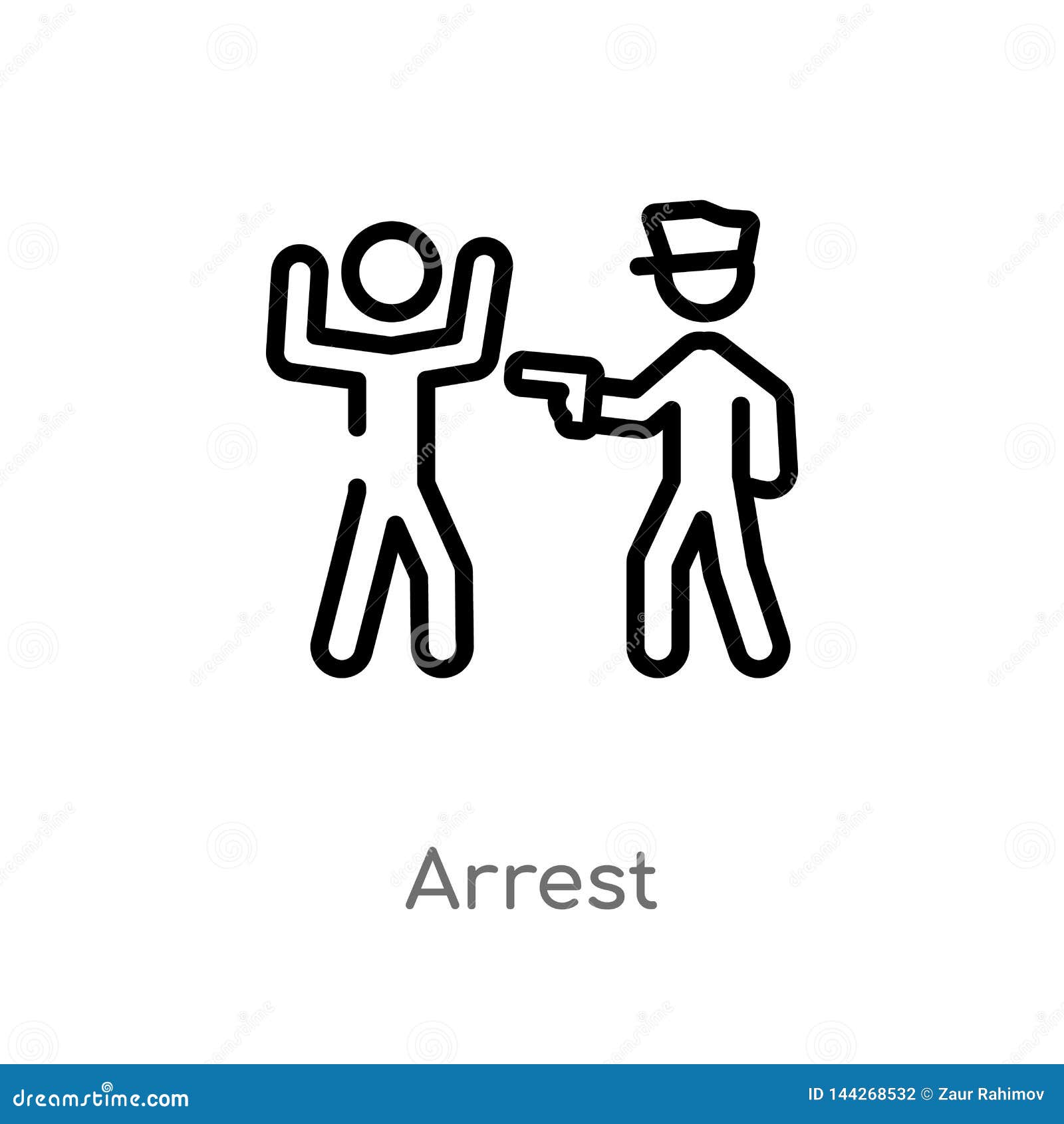 Outline Arrest Vector Icon. Isolated Black Simple Line Element ...