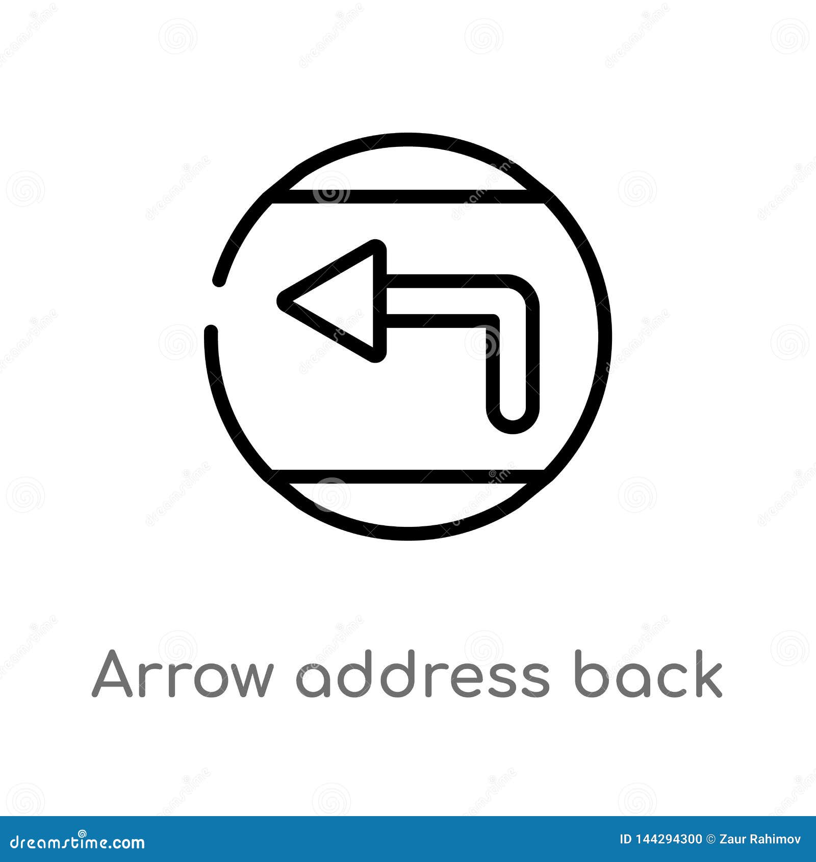 Outline Arrow Address Back Vector Icon. Isolated Black Simple Line ...