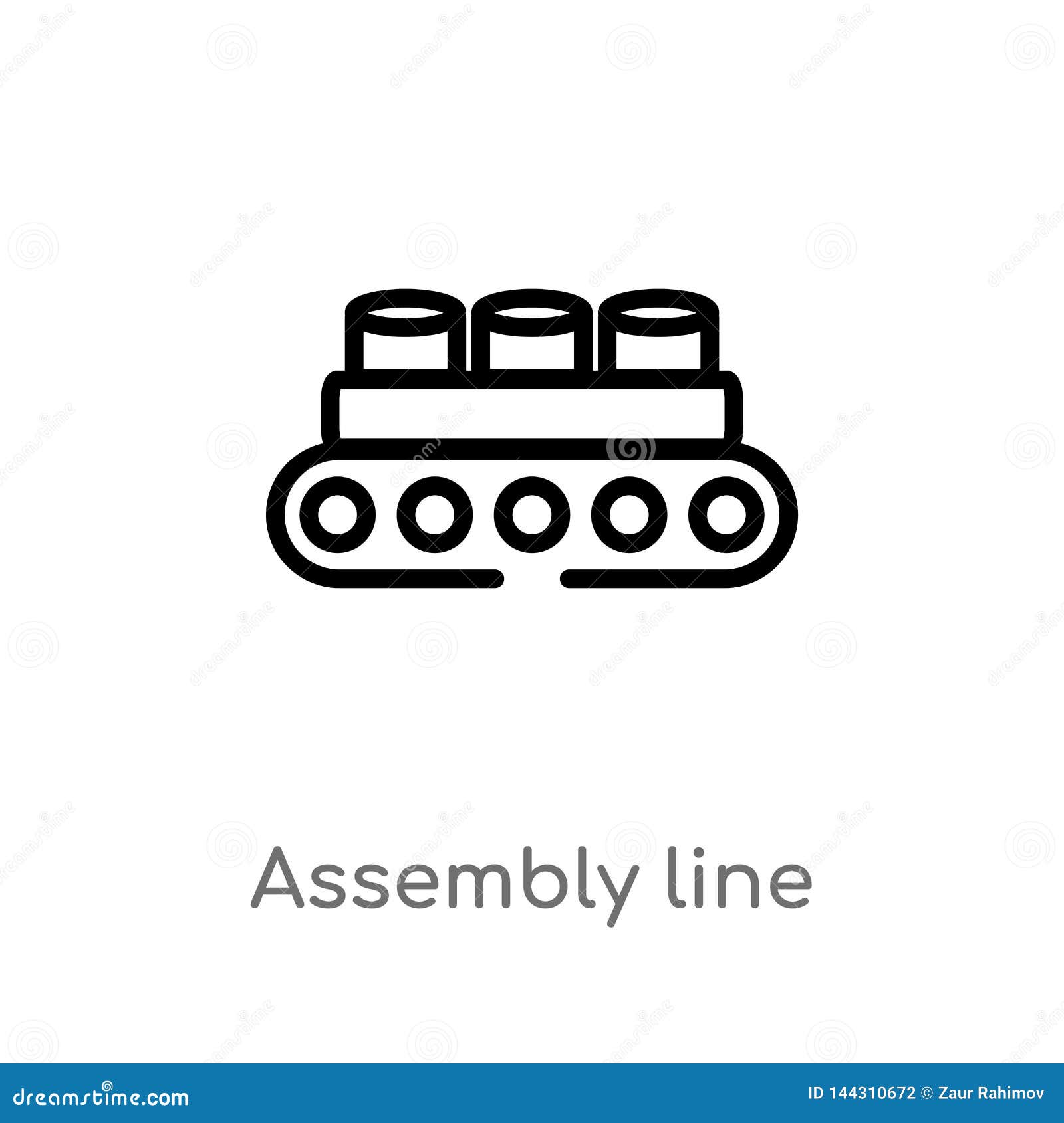 Outline Assembly Line Vector Icon. Isolated Black Simple Line Element ...