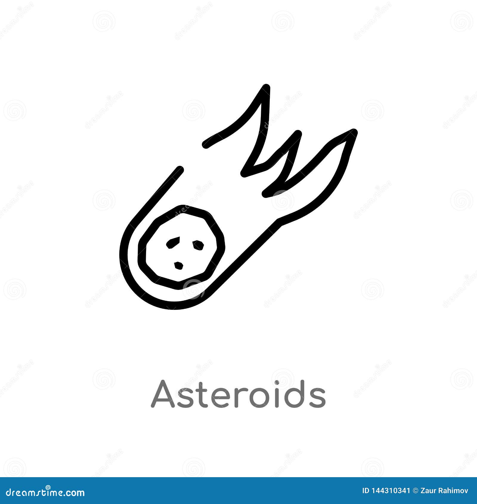 Outline Asteroids Vector Icon. Isolated Black Simple Line Element ...