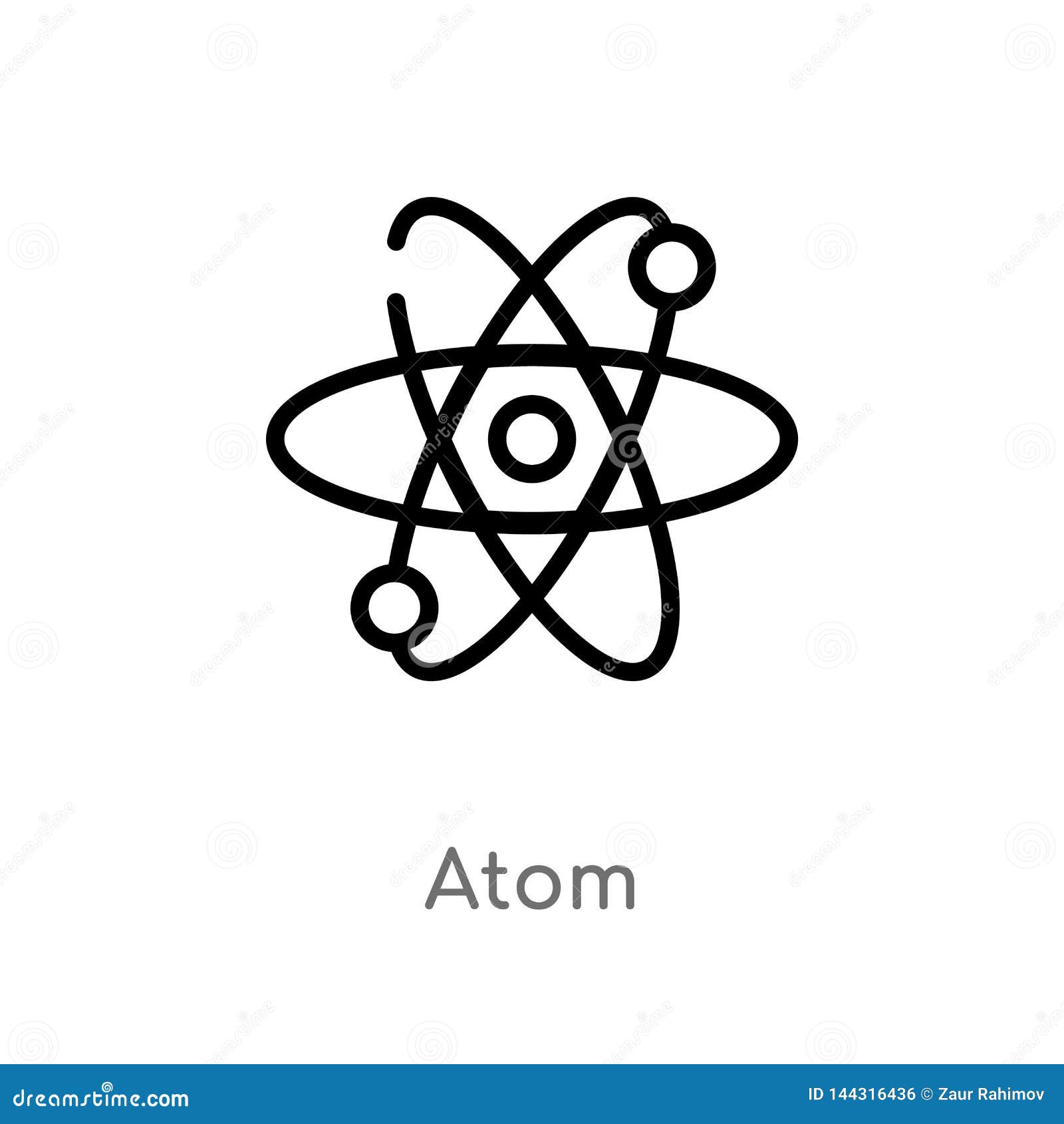 Outline Atom Vector Icon. Isolated Black Simple Line Element ...
