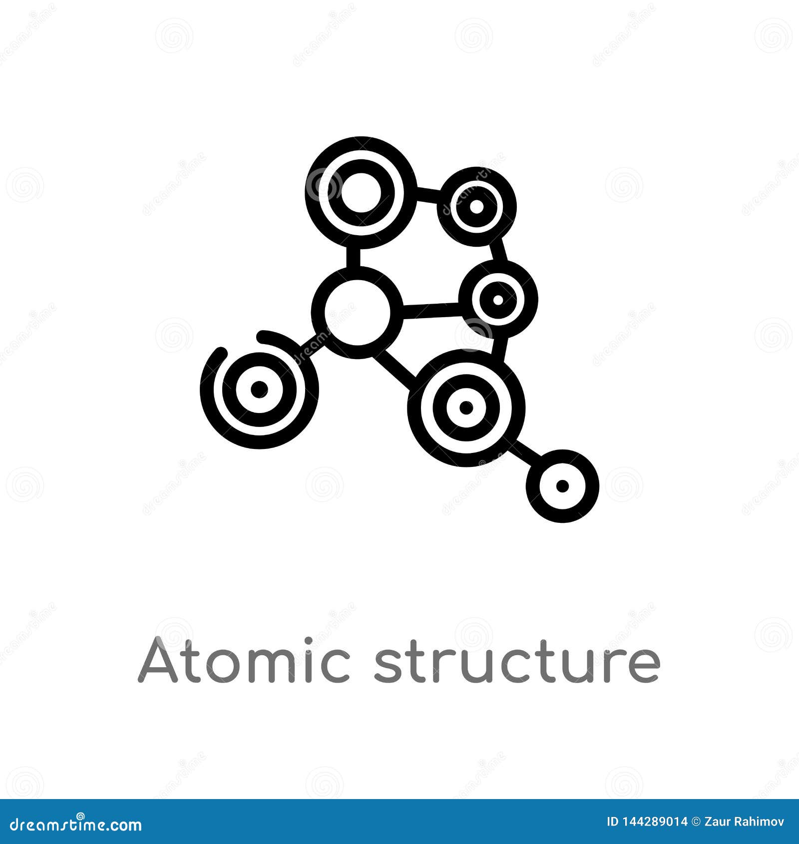 Outline Atomic Structure Vector Icon. Isolated Black Simple Line ...