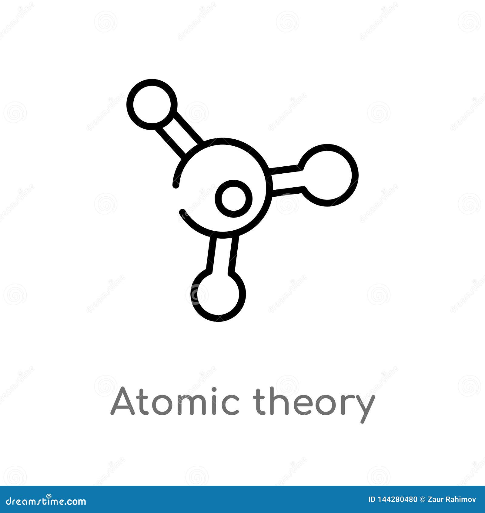 Outline Atomic Theory Vector Icon. Isolated Black Simple Line Element ...