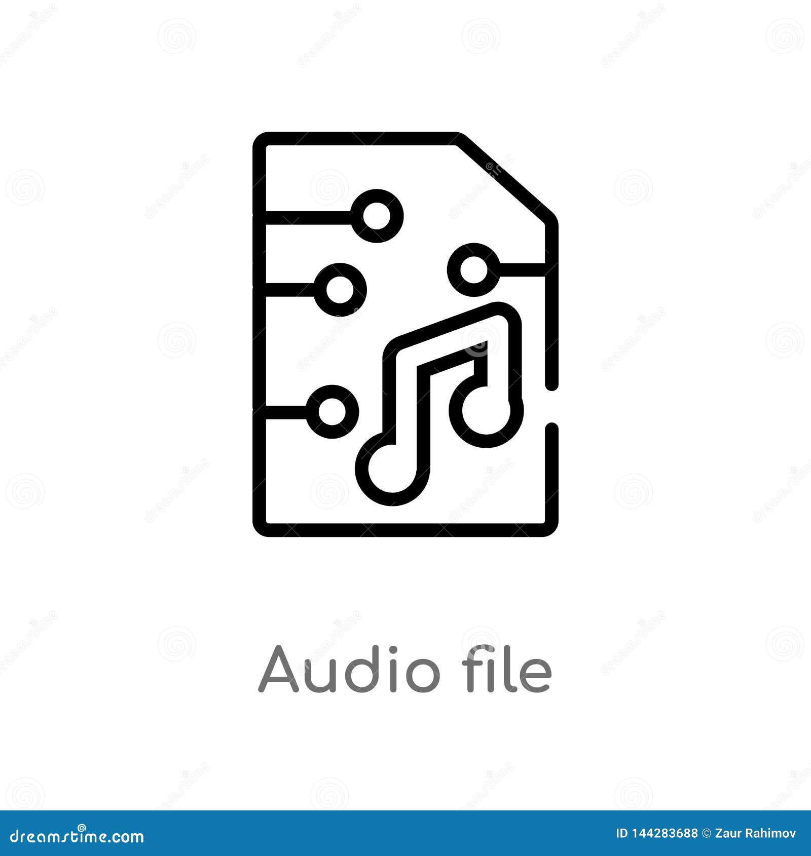 Outline Audio File Vector Icon. Isolated Black Simple Line Element ...