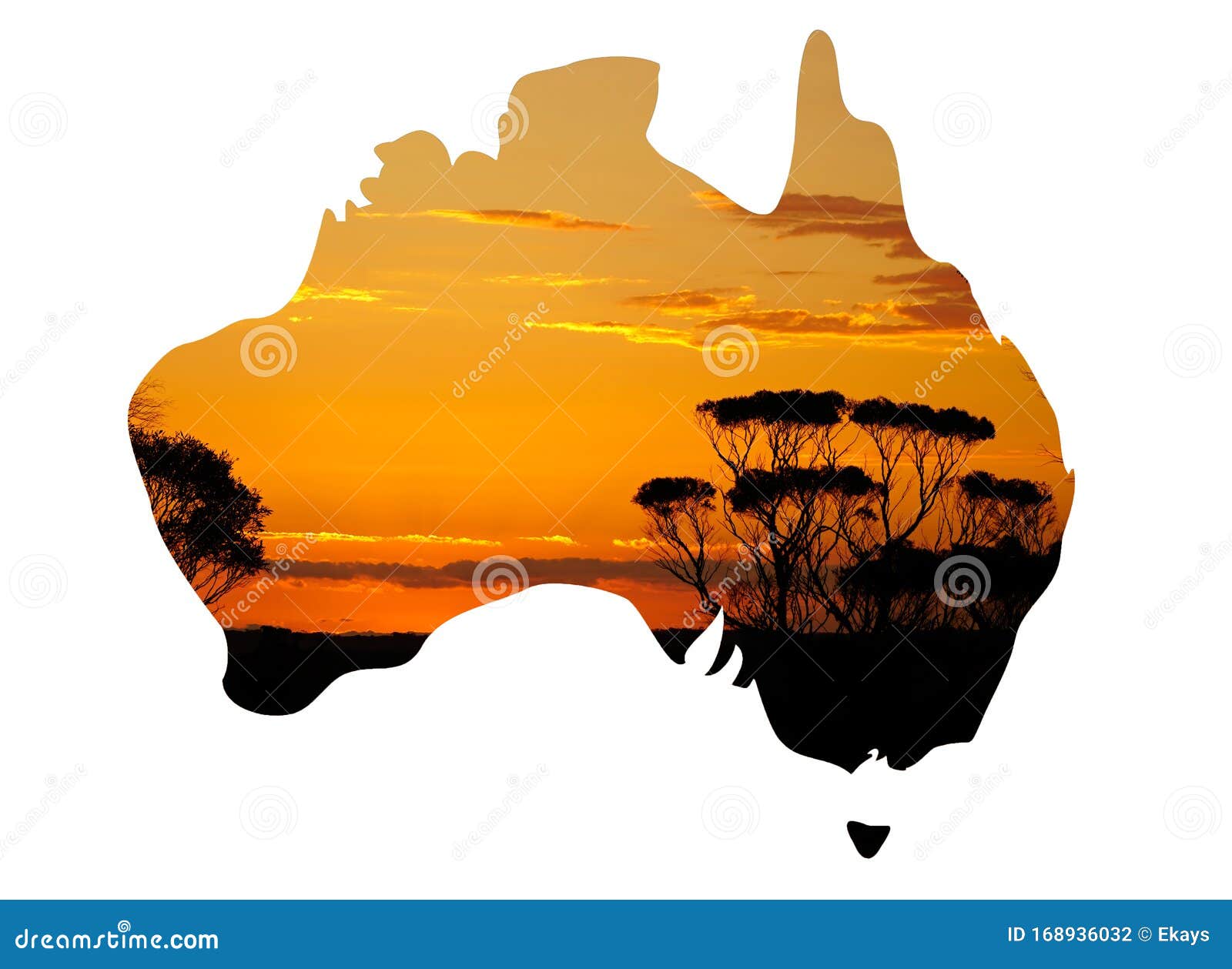 Outline of Australia Map with Sunset View of the Country Stock ...