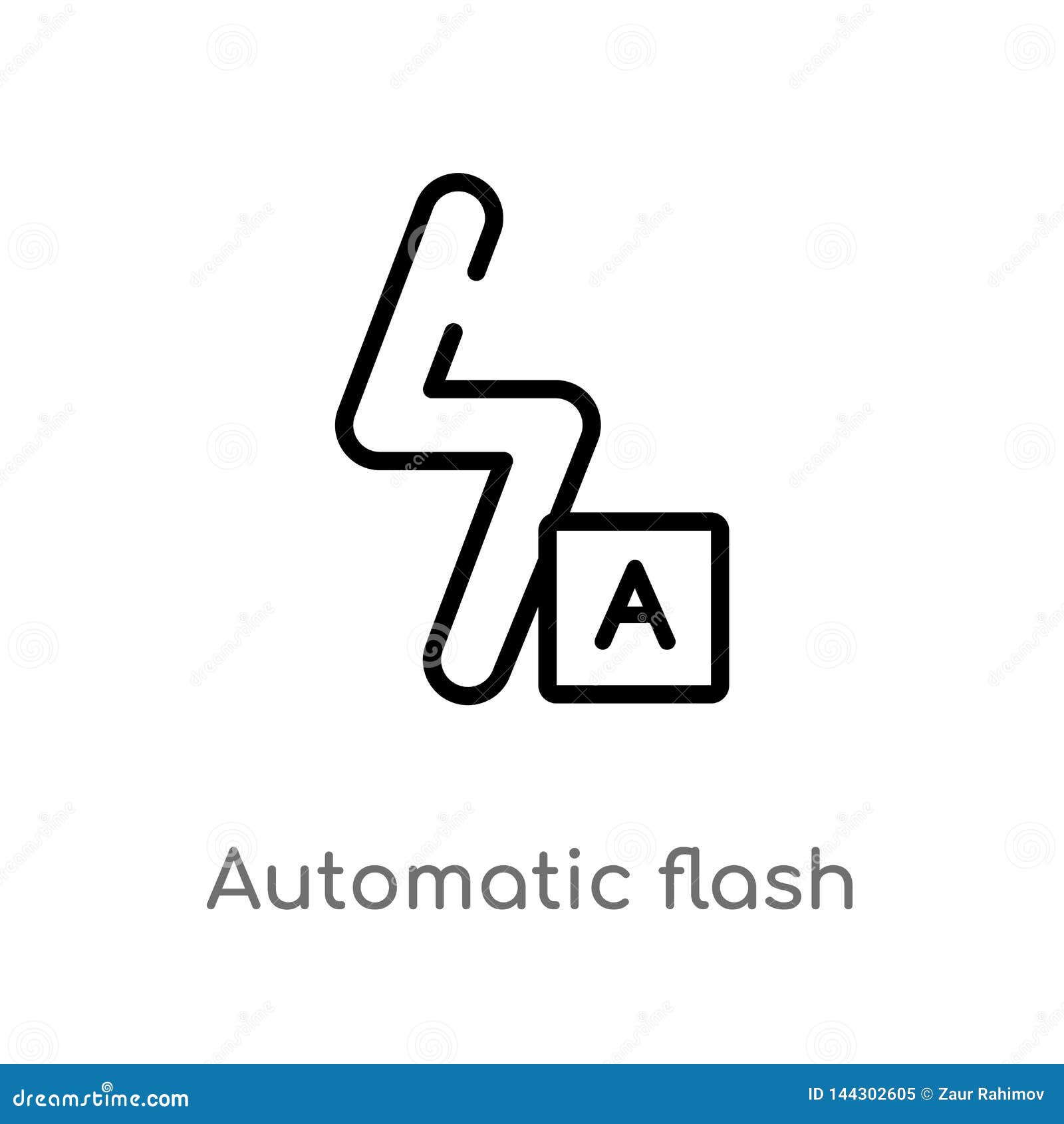 Outline Automatic Flash Vector Icon. Isolated Black Simple Line Element ...