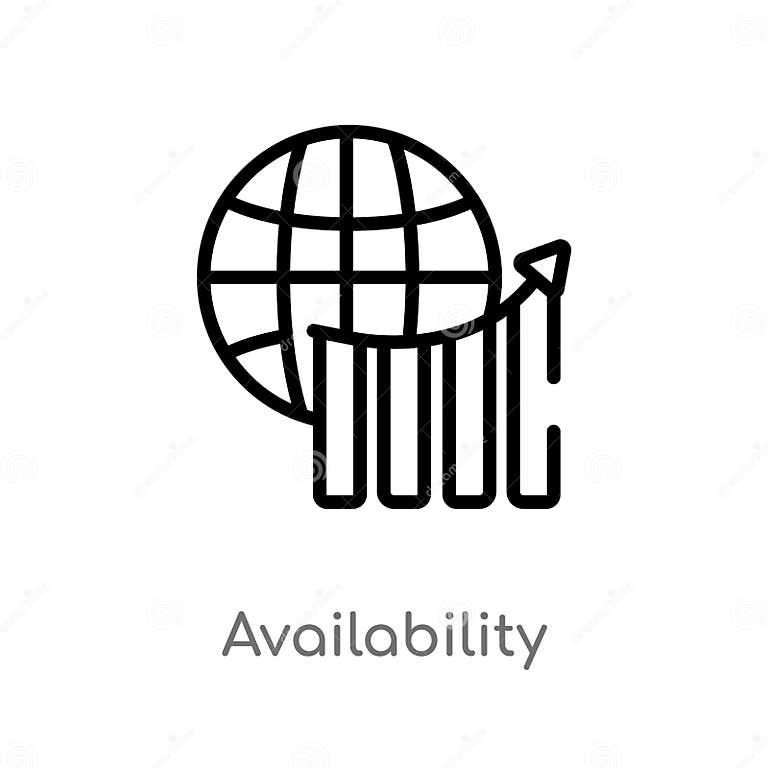 Outline Availability Vector Icon. Isolated Black Simple Line Element ...