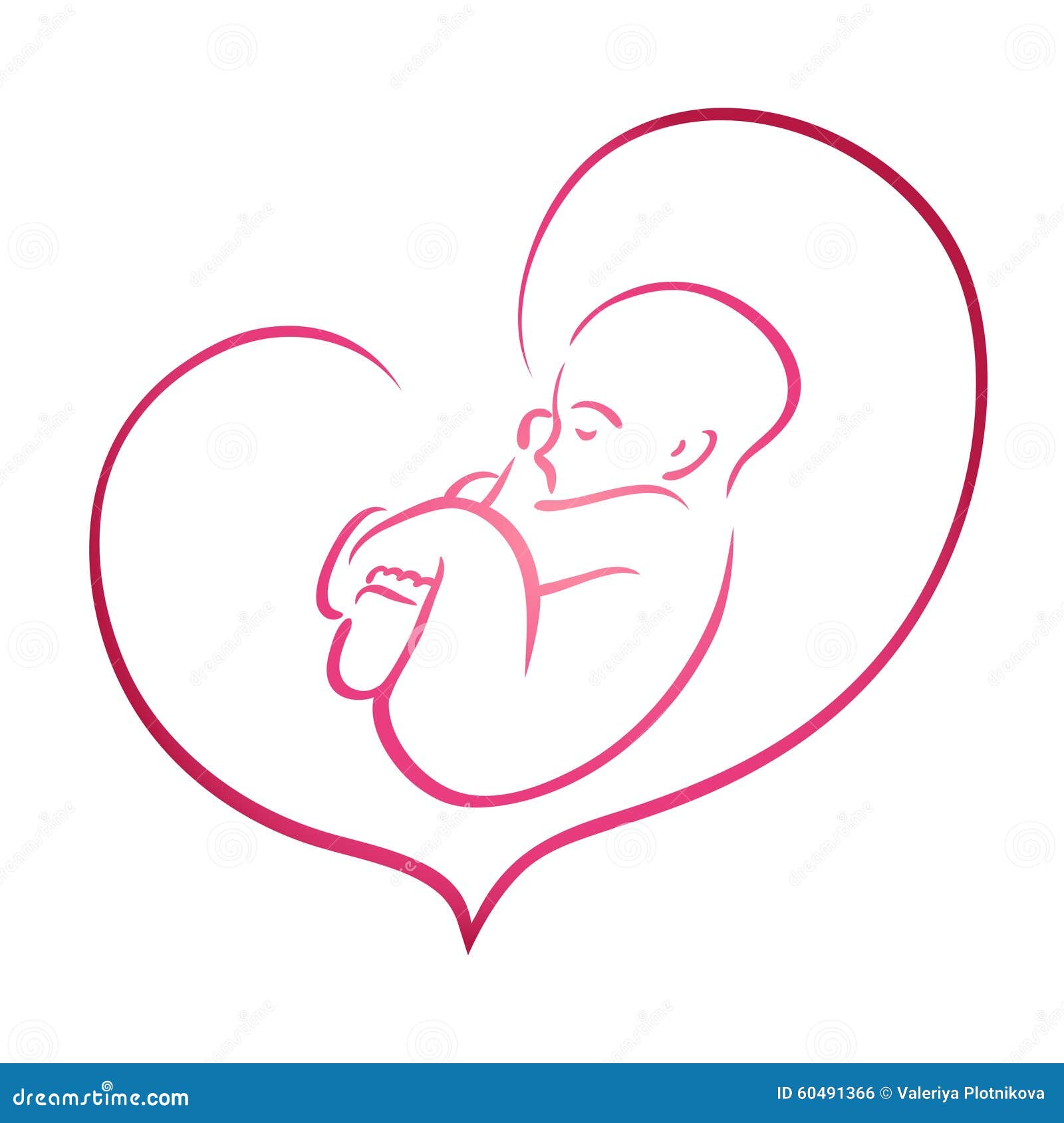 Outline baby in heart stock vector. Illustration of cheerful - 60491366