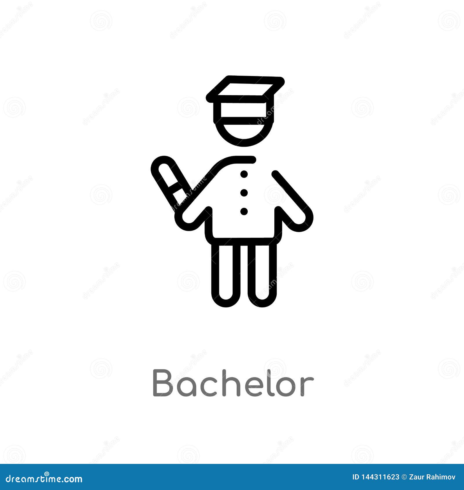 Outline Bachelor Vector Icon. Isolated Black Simple Line Element ...