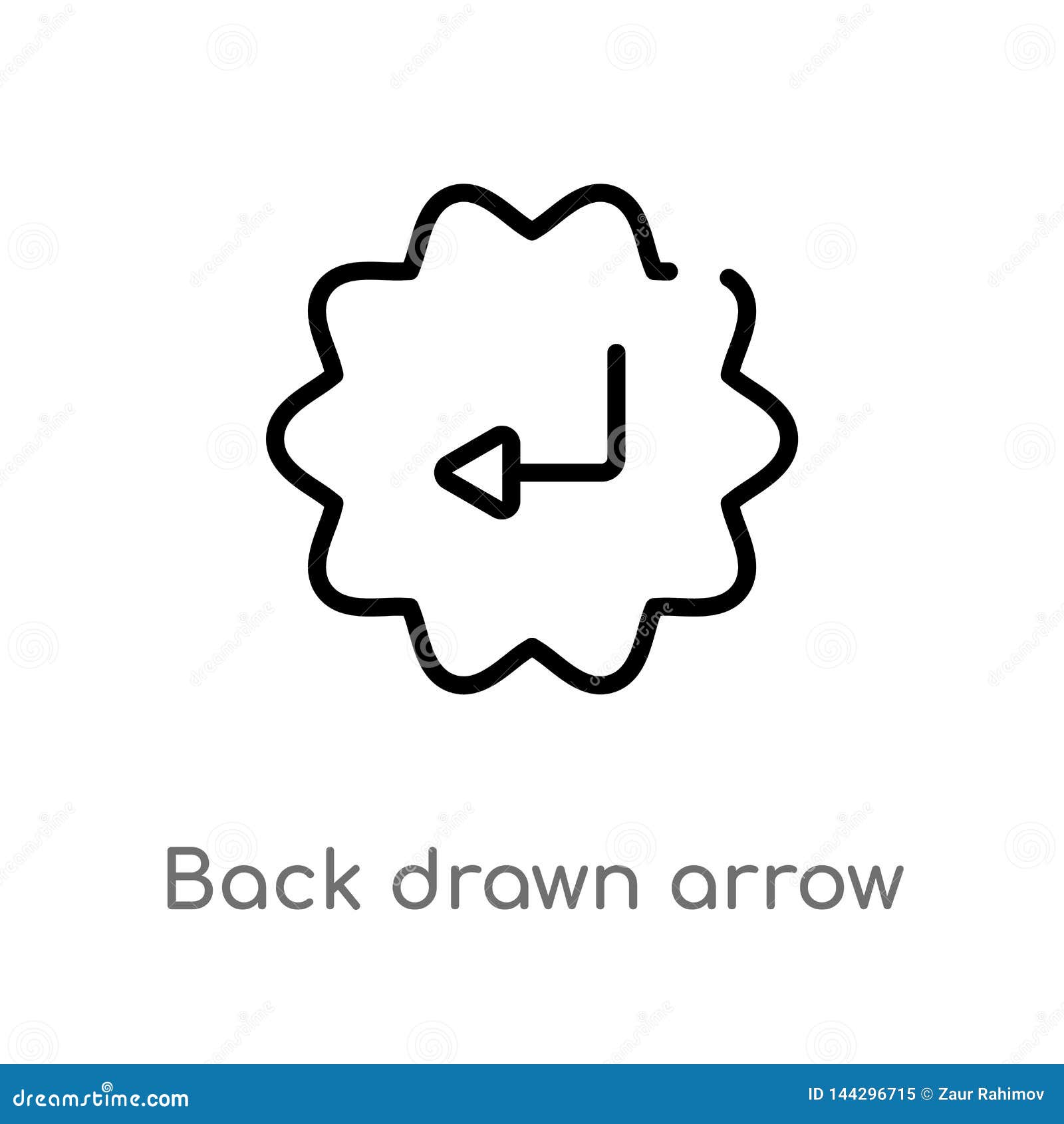 Outline Back Drawn Arrow Vector Icon. Isolated Black Simple Line ...