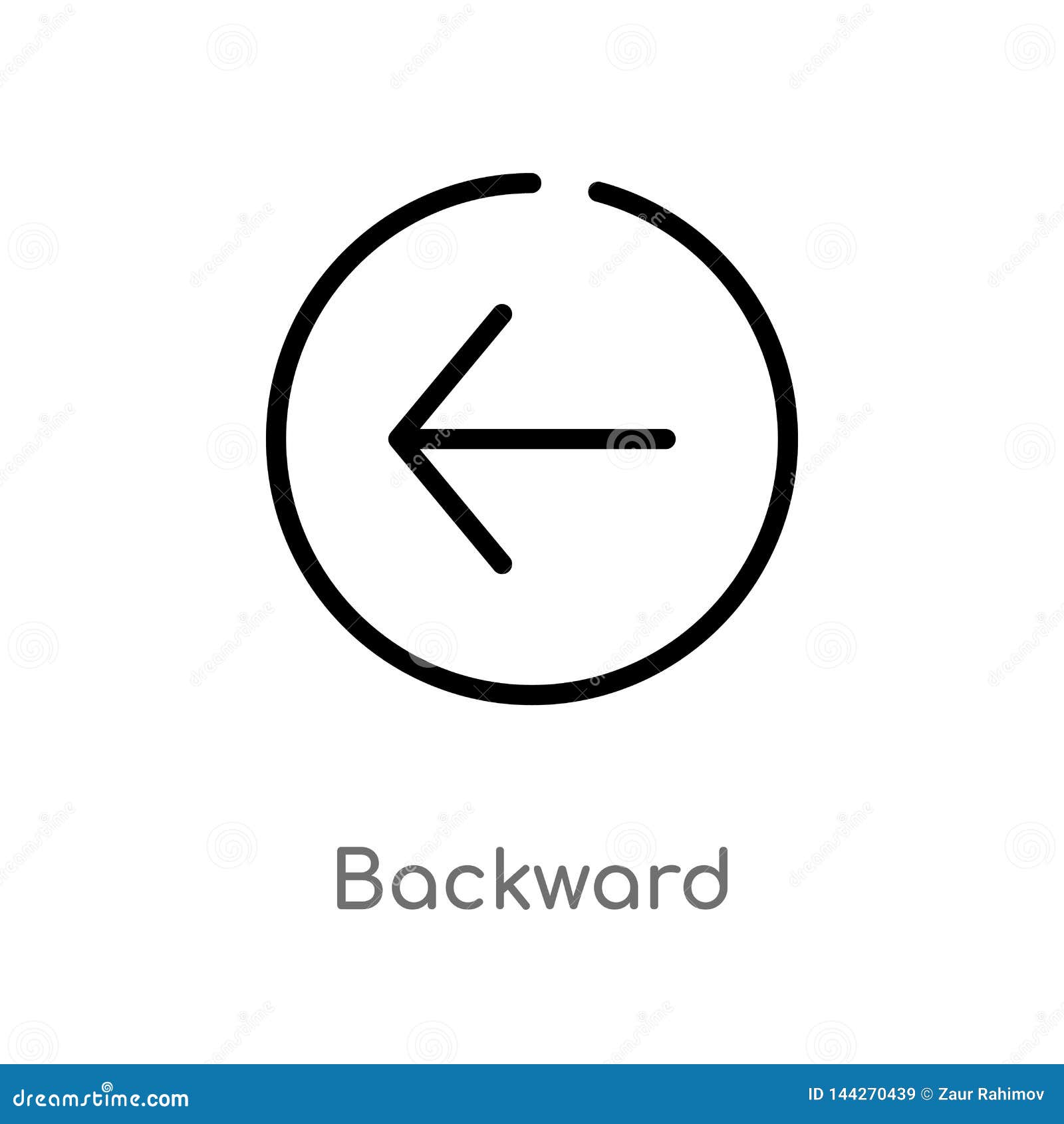 Outline Backward Vector Icon. Isolated Black Simple Line Element ...