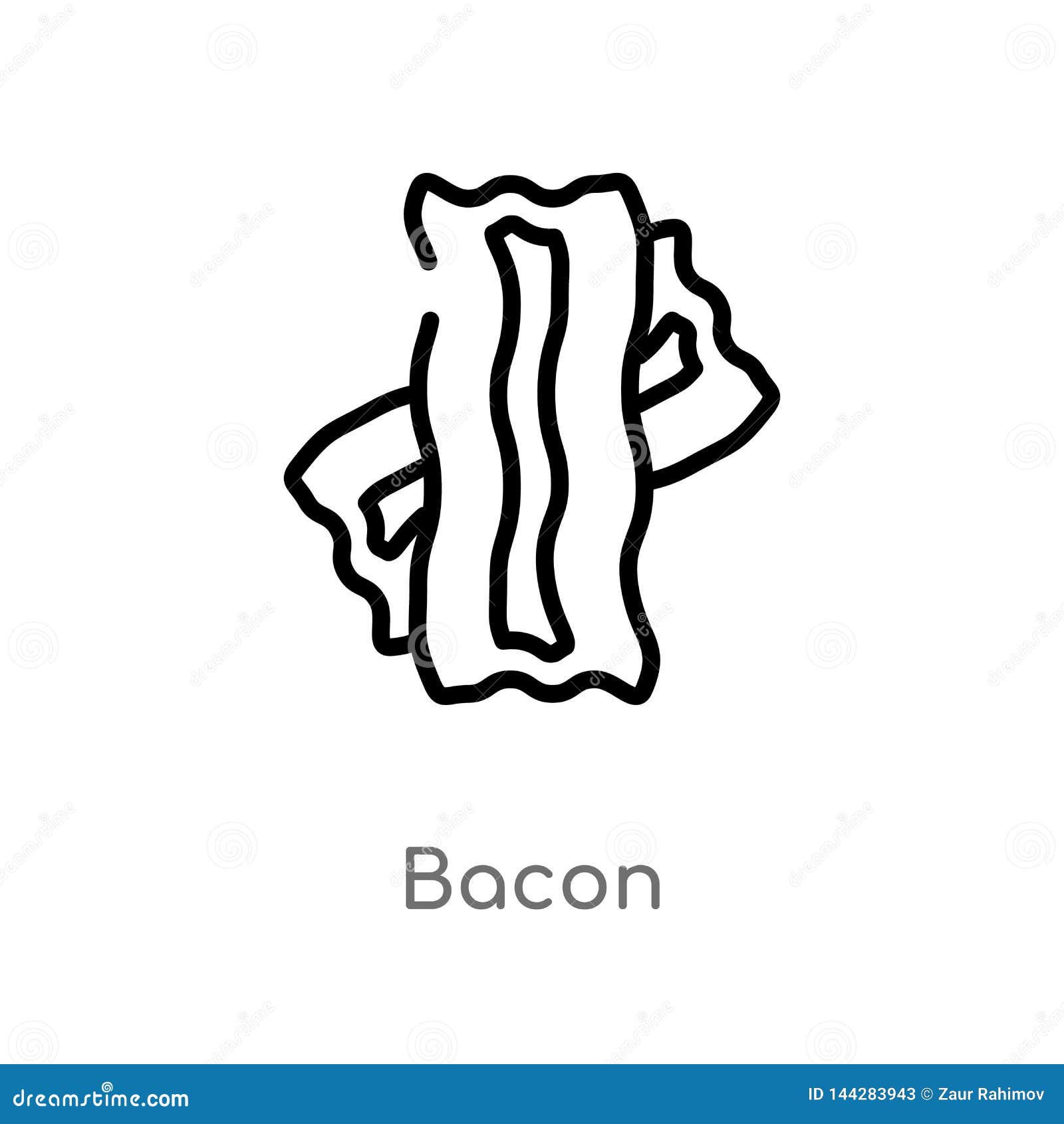Outline Bacon Vector Icon. Isolated Black Simple Line Element ...
