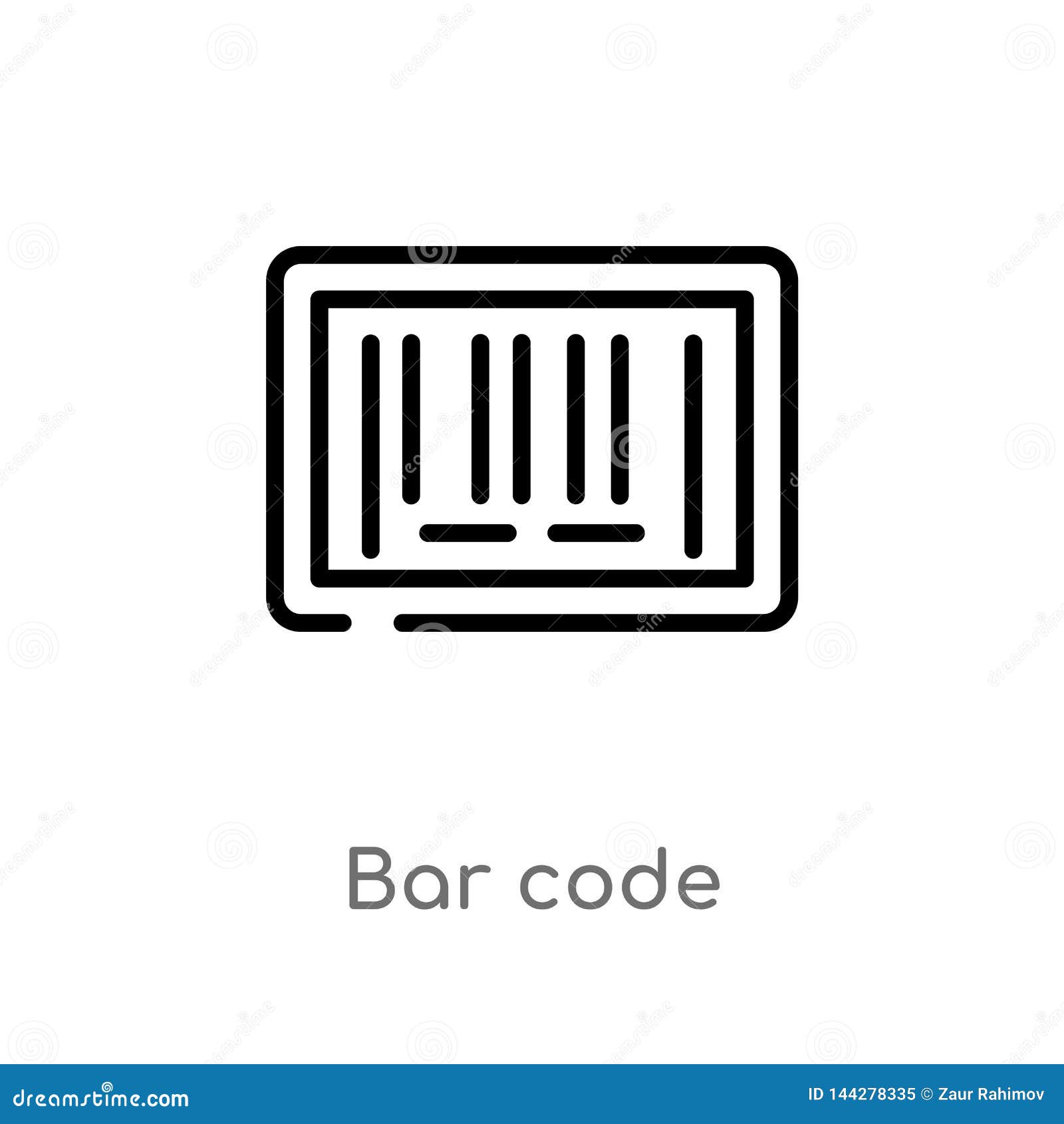 Outline Bar Code Vector Icon. Isolated Black Simple Line Element ...