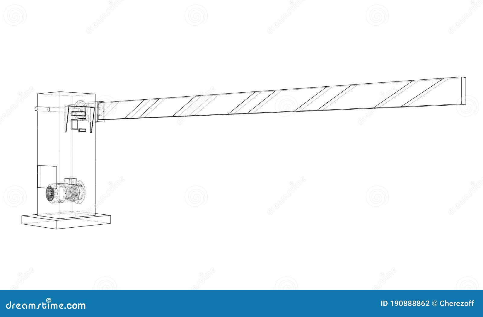 Outline Barrier Gate. 3d Illustration Stock Illustration - Illustration ...
