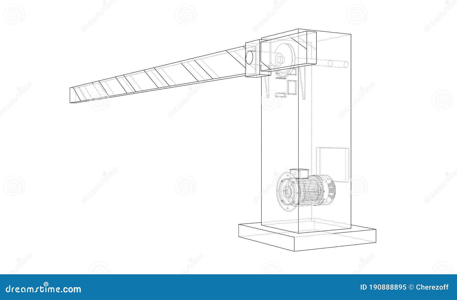 Outline Barrier Gate. 3d Illustration Stock Illustration - Illustration ...
