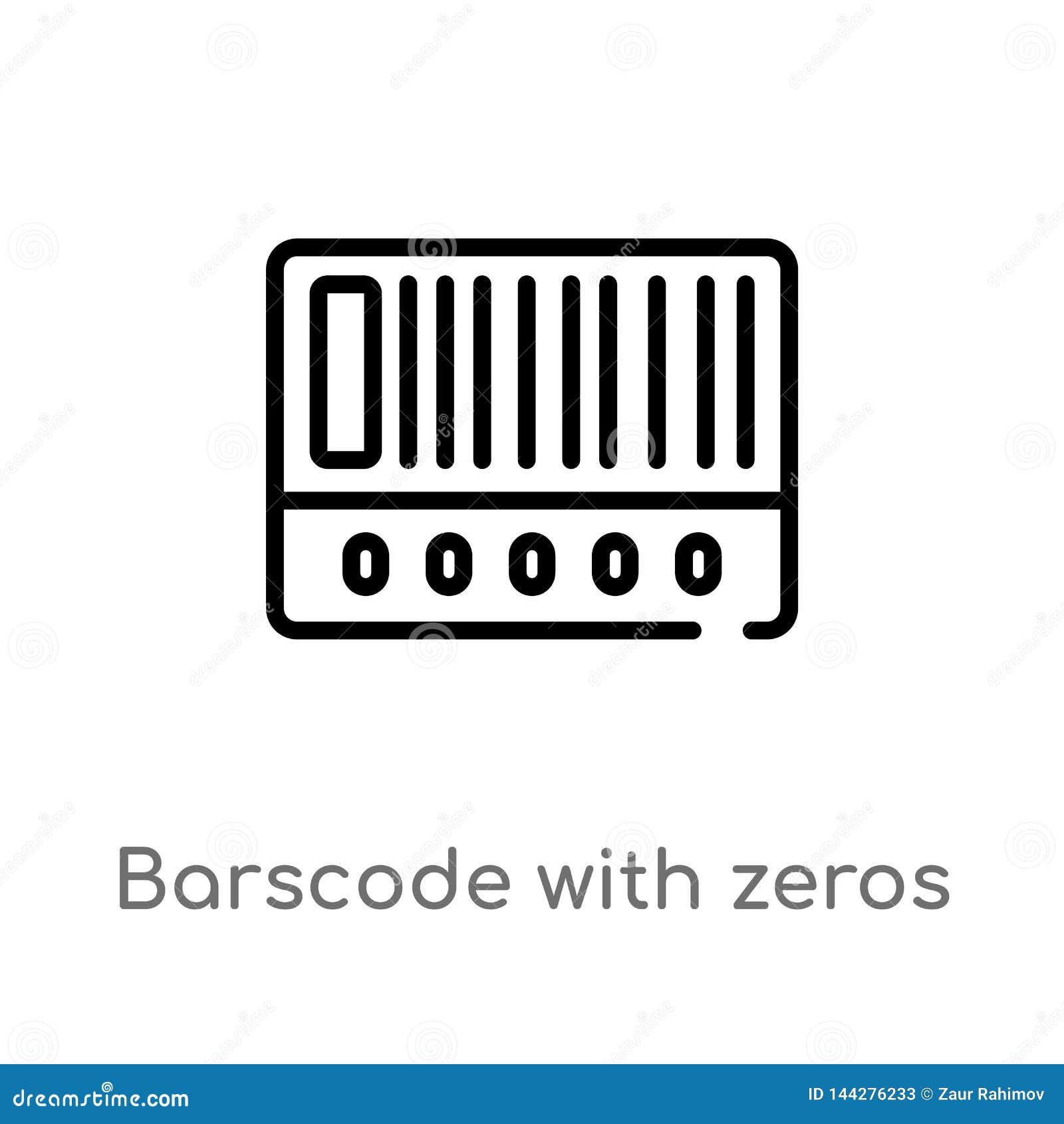 Outline Barscode with Zeros Vector Icon. Isolated Black Simple Line ...