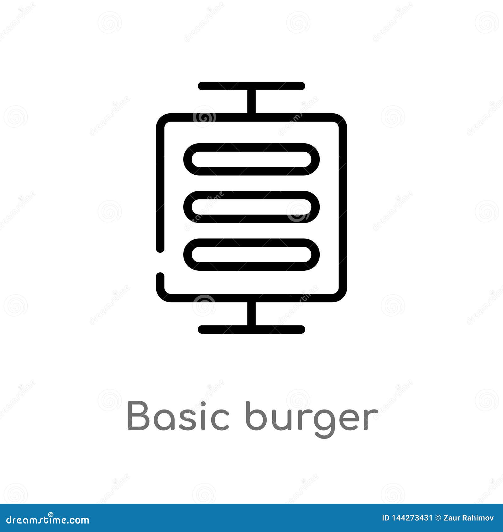 Outline Basic Burger Vector Icon. Isolated Black Simple Line Element ...