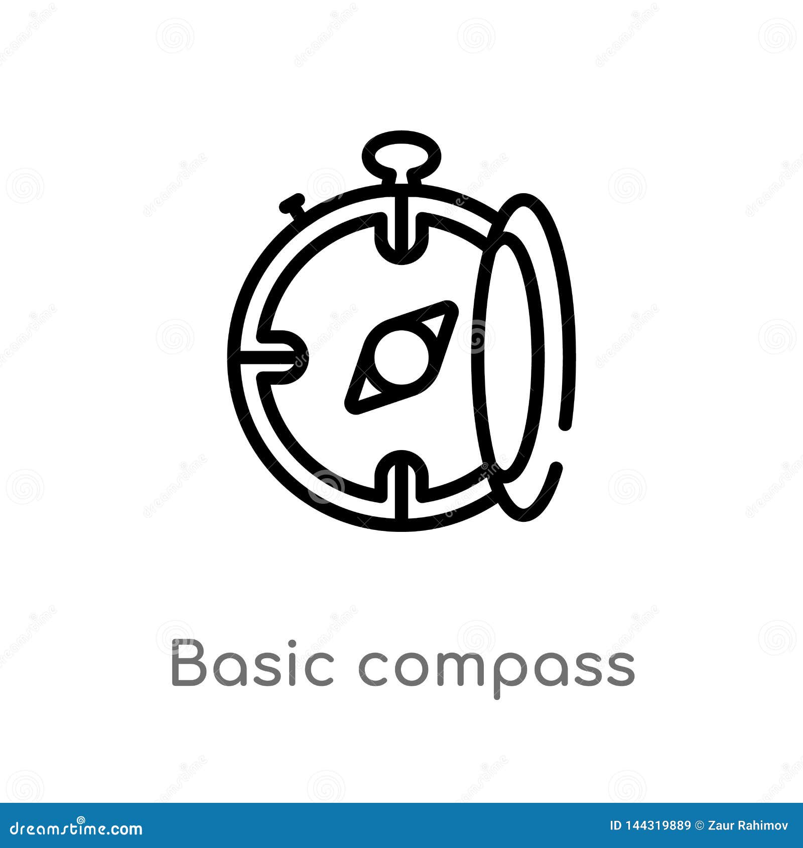 Outline Basic Compass Vector Icon. Isolated Black Simple Line Element ...